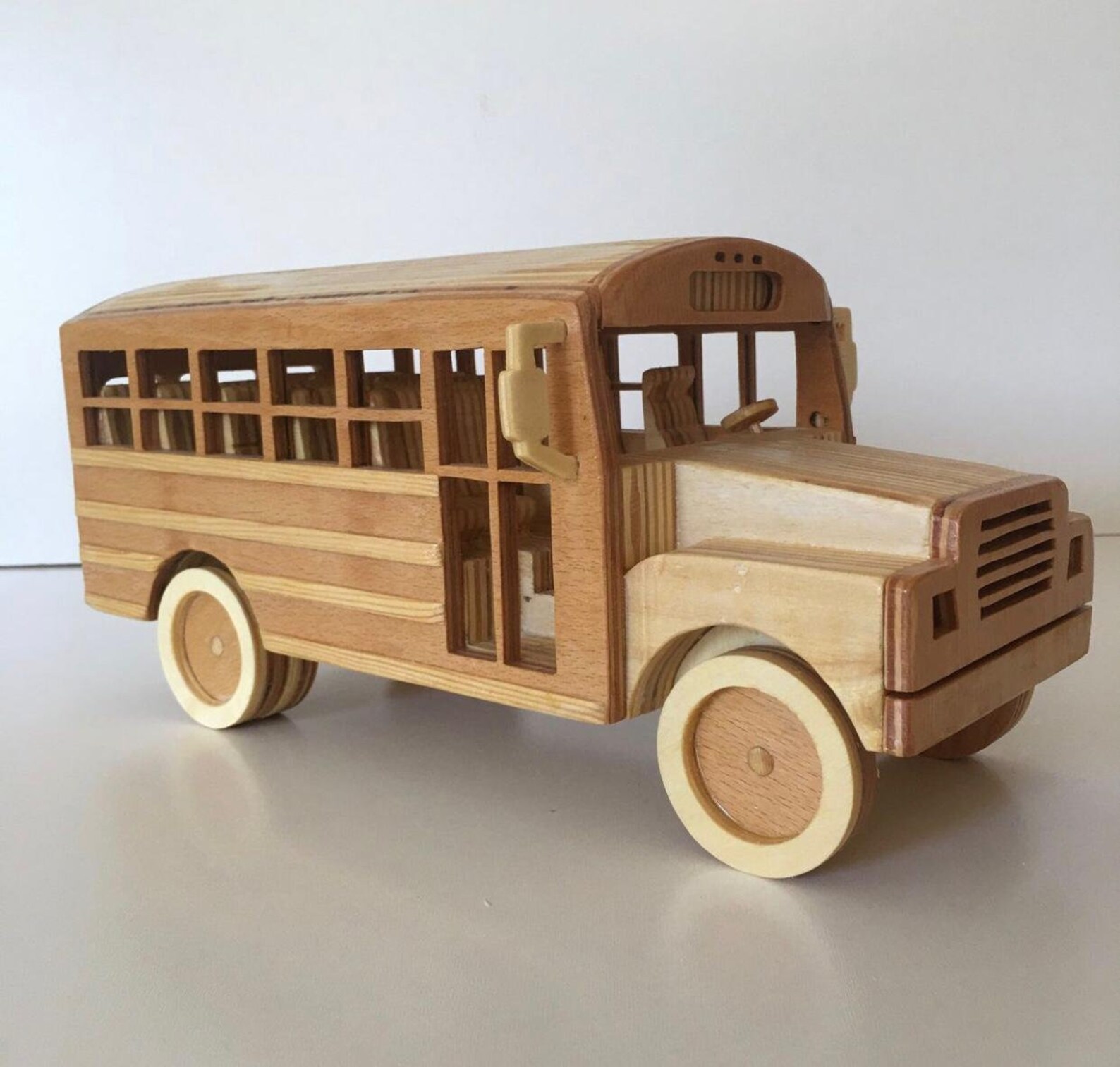 School Bus Handcrafted Wooden School Bus Educational Toy for Kids ...