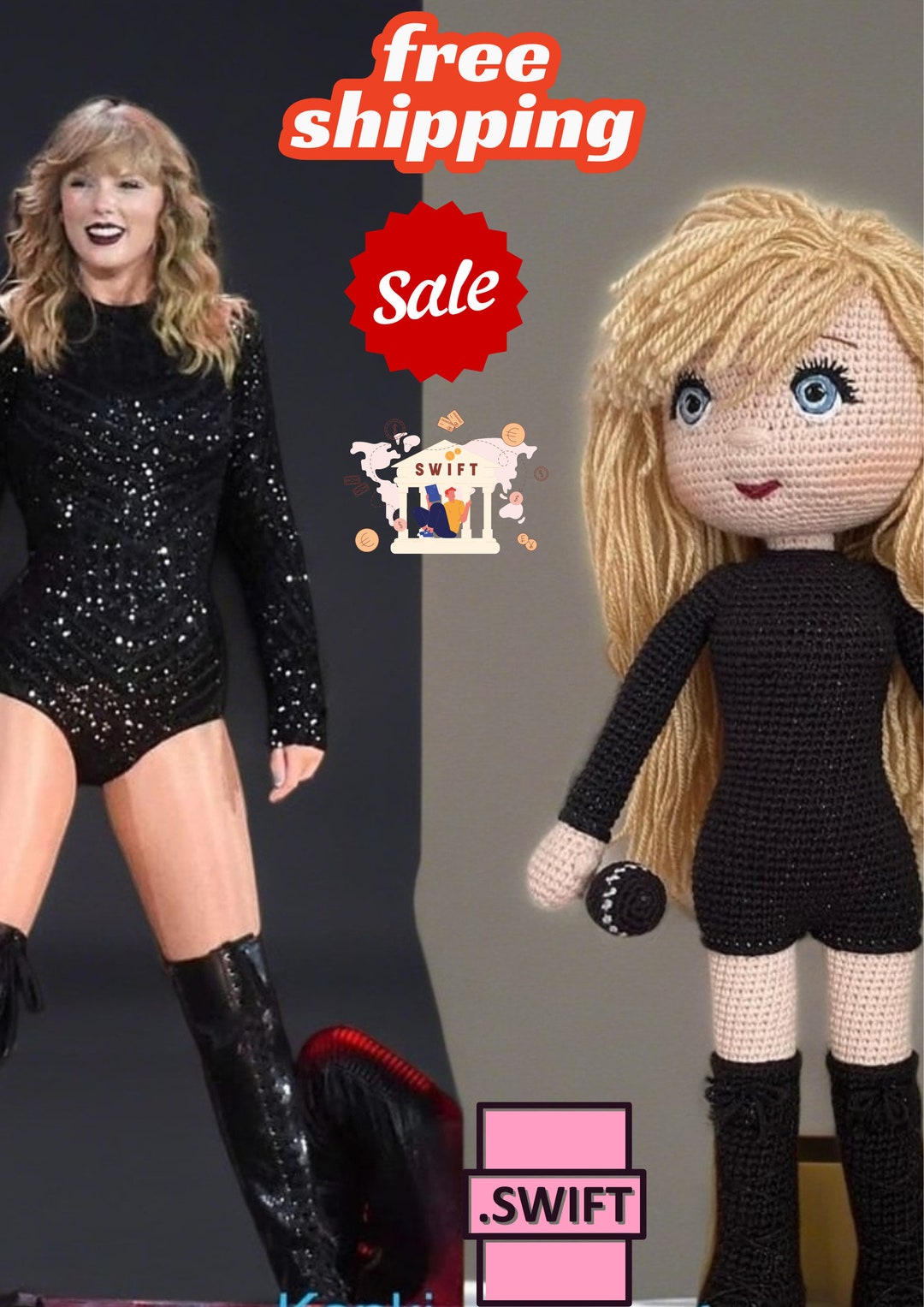 Taylor Swift Doll Crochet Handmade Plush Swiftie 16' Eras Tour ...