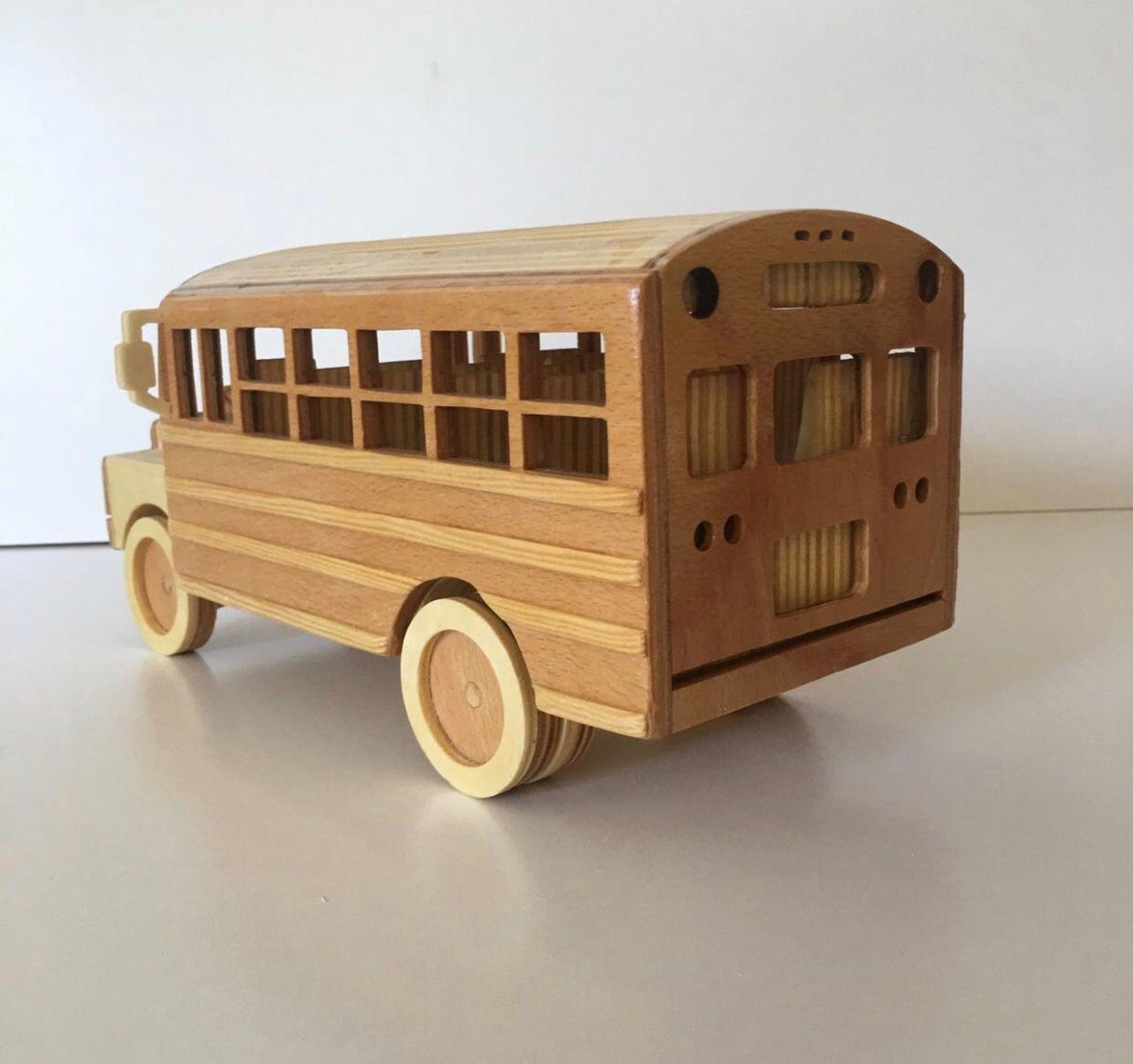 School Bus Handcrafted Wooden School Bus Educational Toy for Kids ...