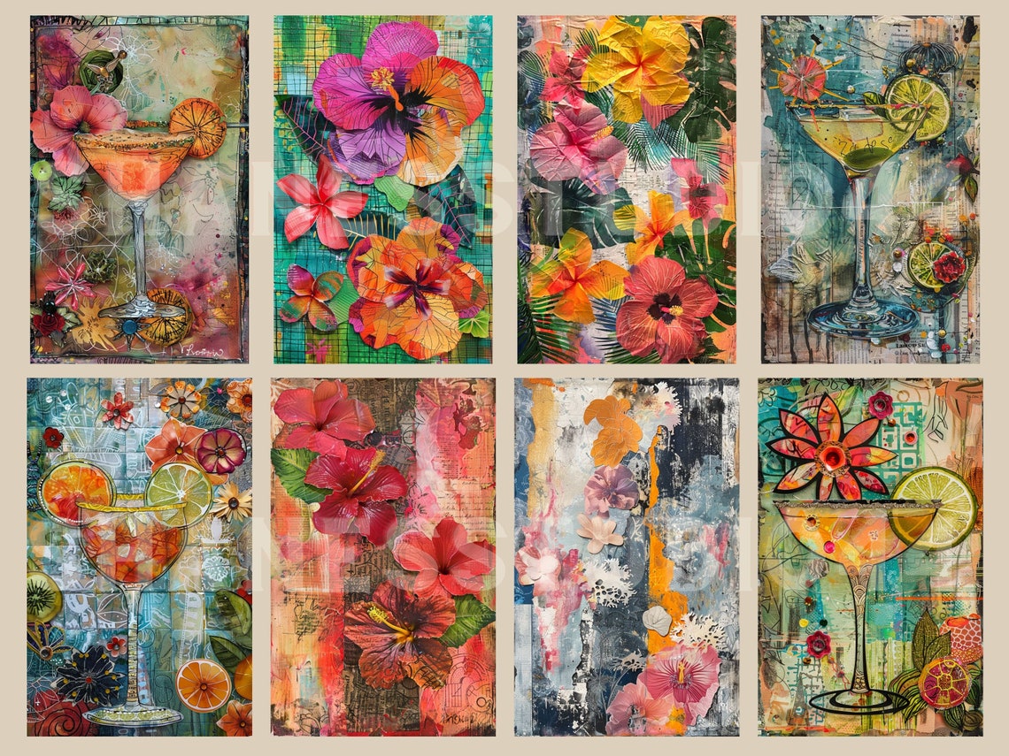 Junk Journal Printable, Half Papers, Ephemera, Fun Tropical Decorative ...