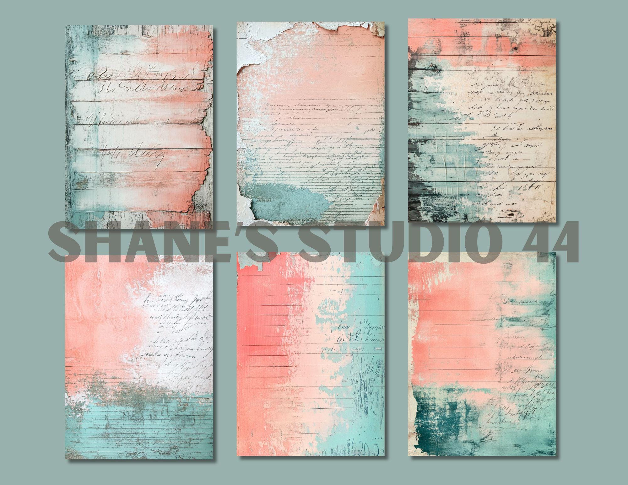 Coral Aqua Junk Journal Kit: Shabby Chic Ephemera (digital Download) - Etsy