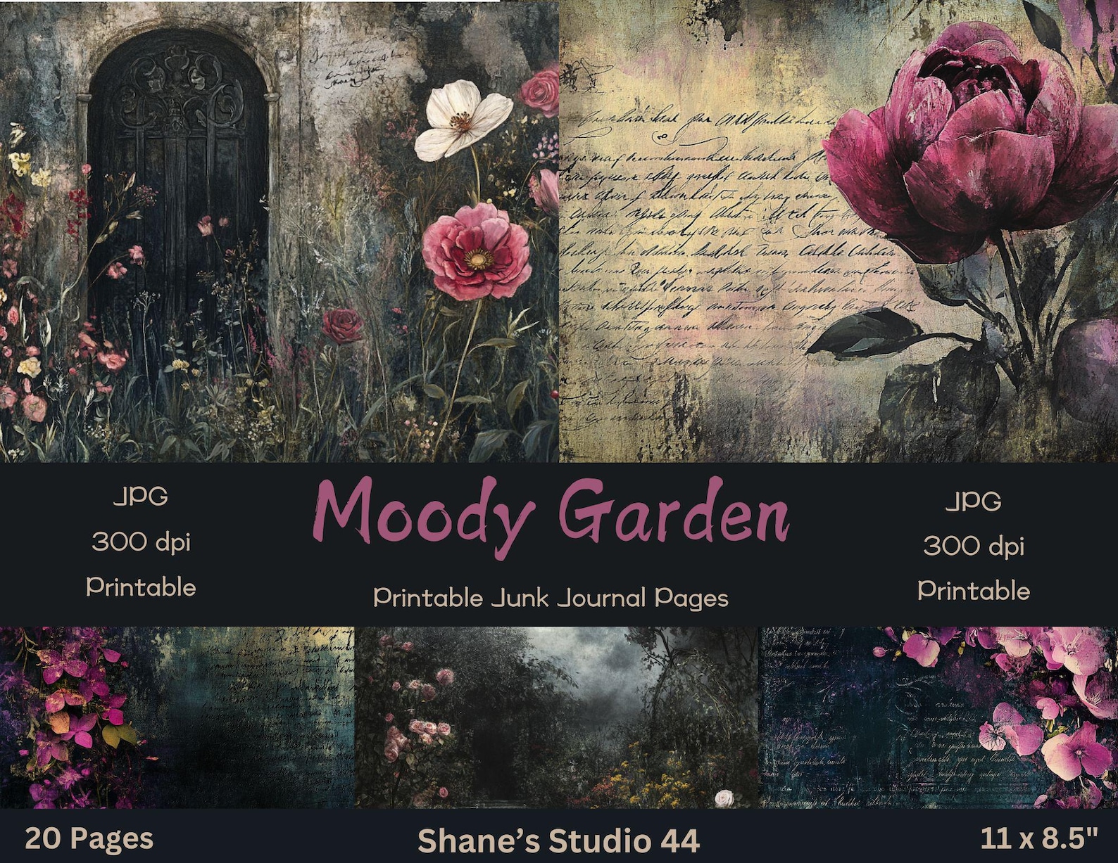 Dark Cottagecore Junk Journal Paper: Moody Garden Ephemera (digital ...