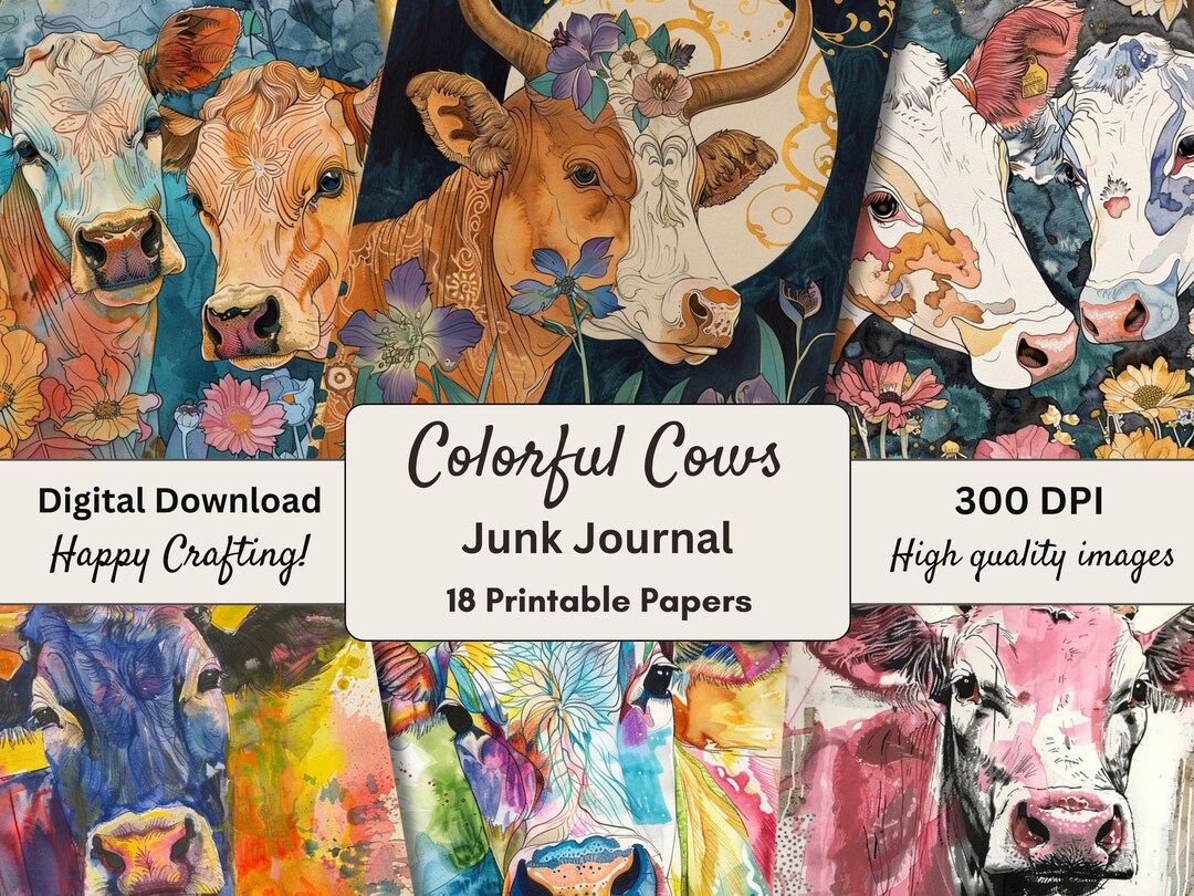 Cows Junk Journal Papers, Junk Journal Kit, Printable Junk Journal ...