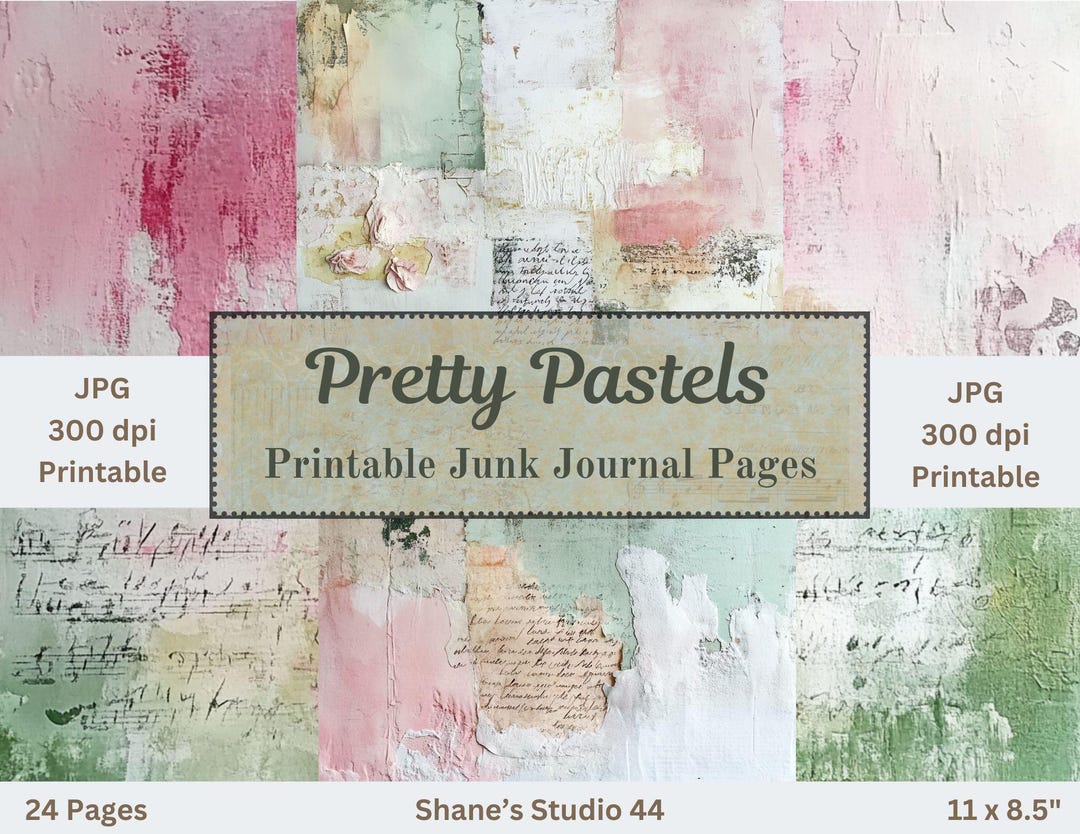 Pretty Pastels Junk Journal Kit: Printable Distressed Paper (digital ...