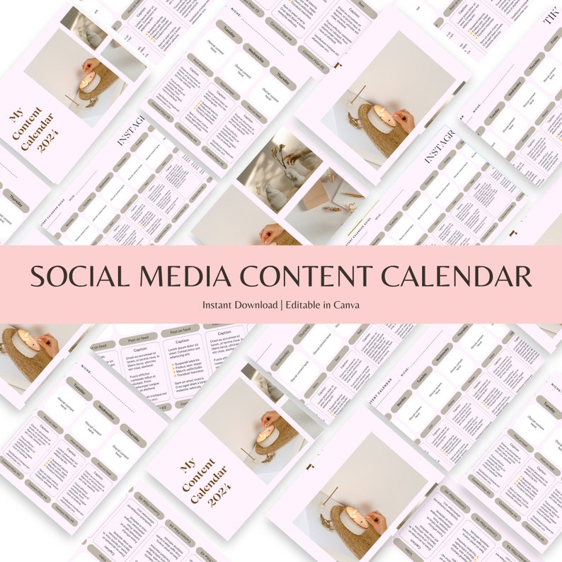 Weekly Social Media Content Calendar, Editable Planner, Social Media ...
