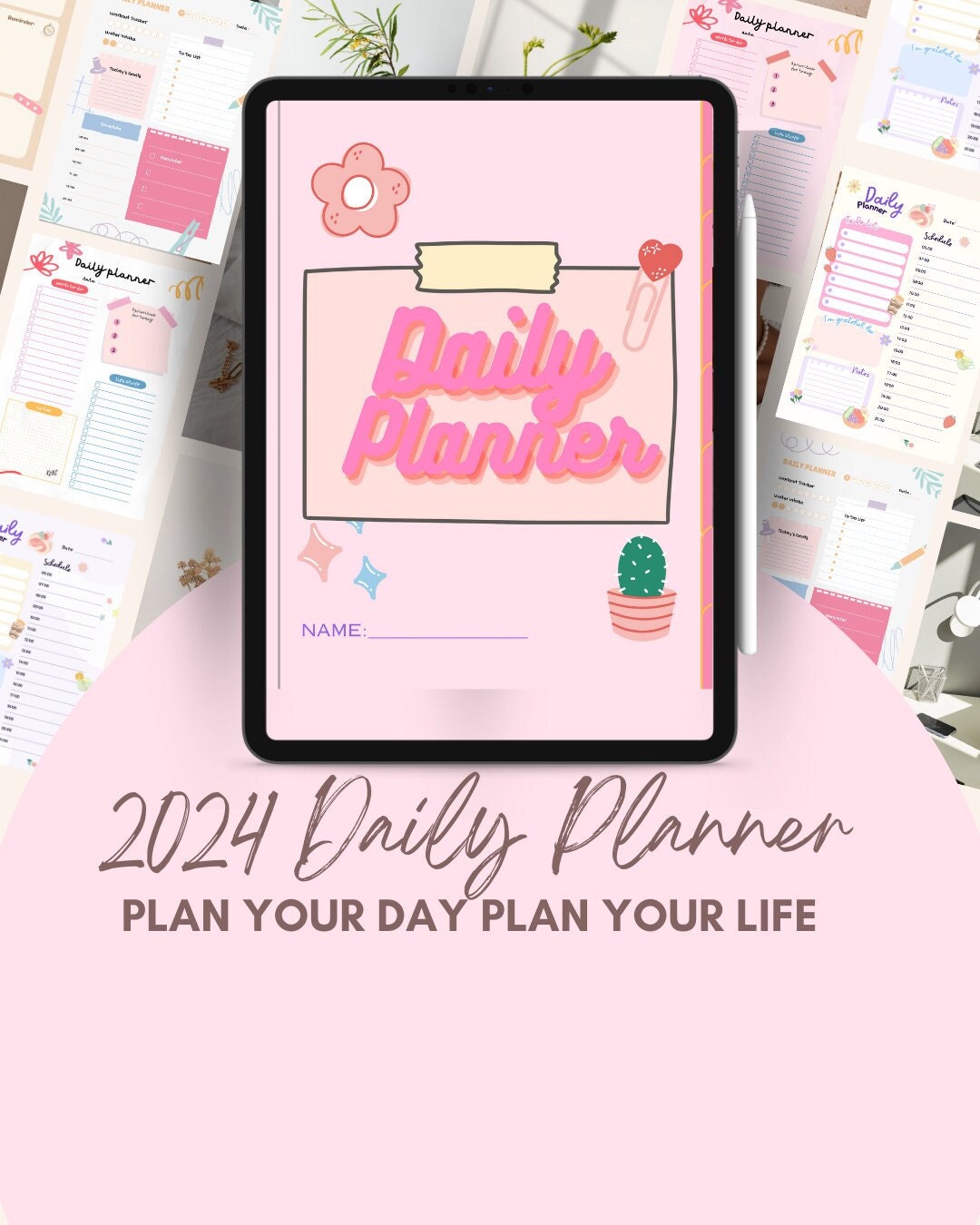 PRINTABLE Cute Pink DAILY PLANNER | Printable Productivity Day Planner ...