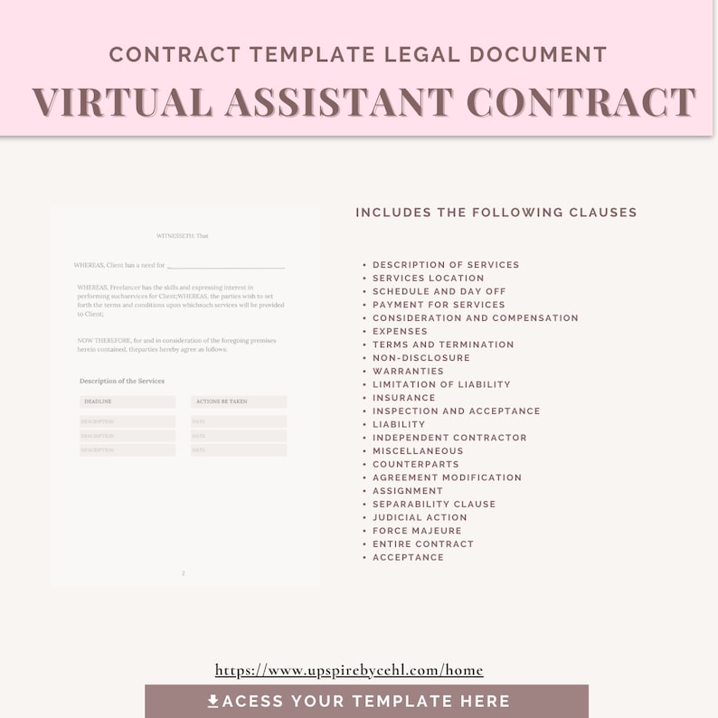 Virtual Assistant Contract Template, Virtual Assistant Service ... Virtual Assistant Contract Template, Virtual Assistant Service ...