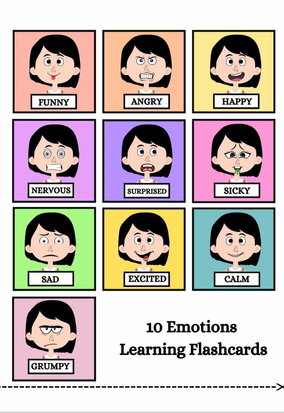Emotions Activity for Kids Girl Version Printable Toddler Feeling Chart ...