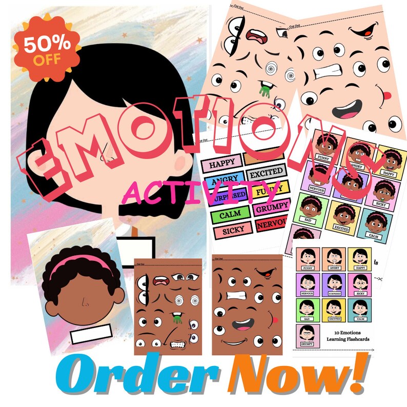 Emotions Activity for Kids Girl Version Printable Toddler Feeling Chart ...