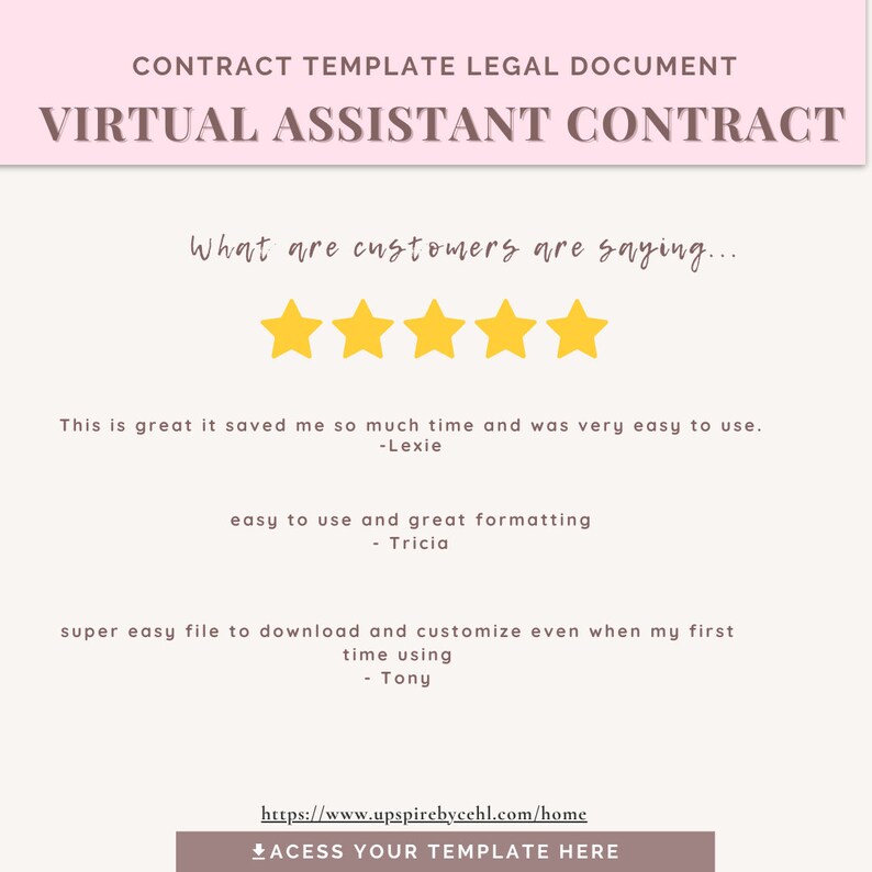 Virtual Assistant Contract Template, Virtual Assistant Service ...