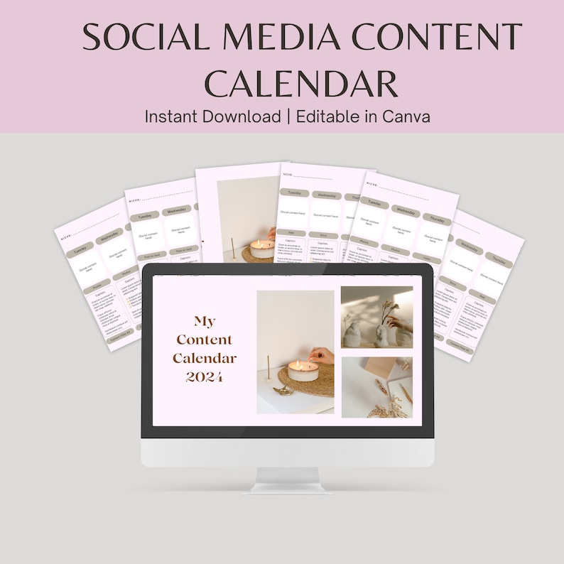 Weekly Social Media Content Calendar, Editable Planner, Social Media ...