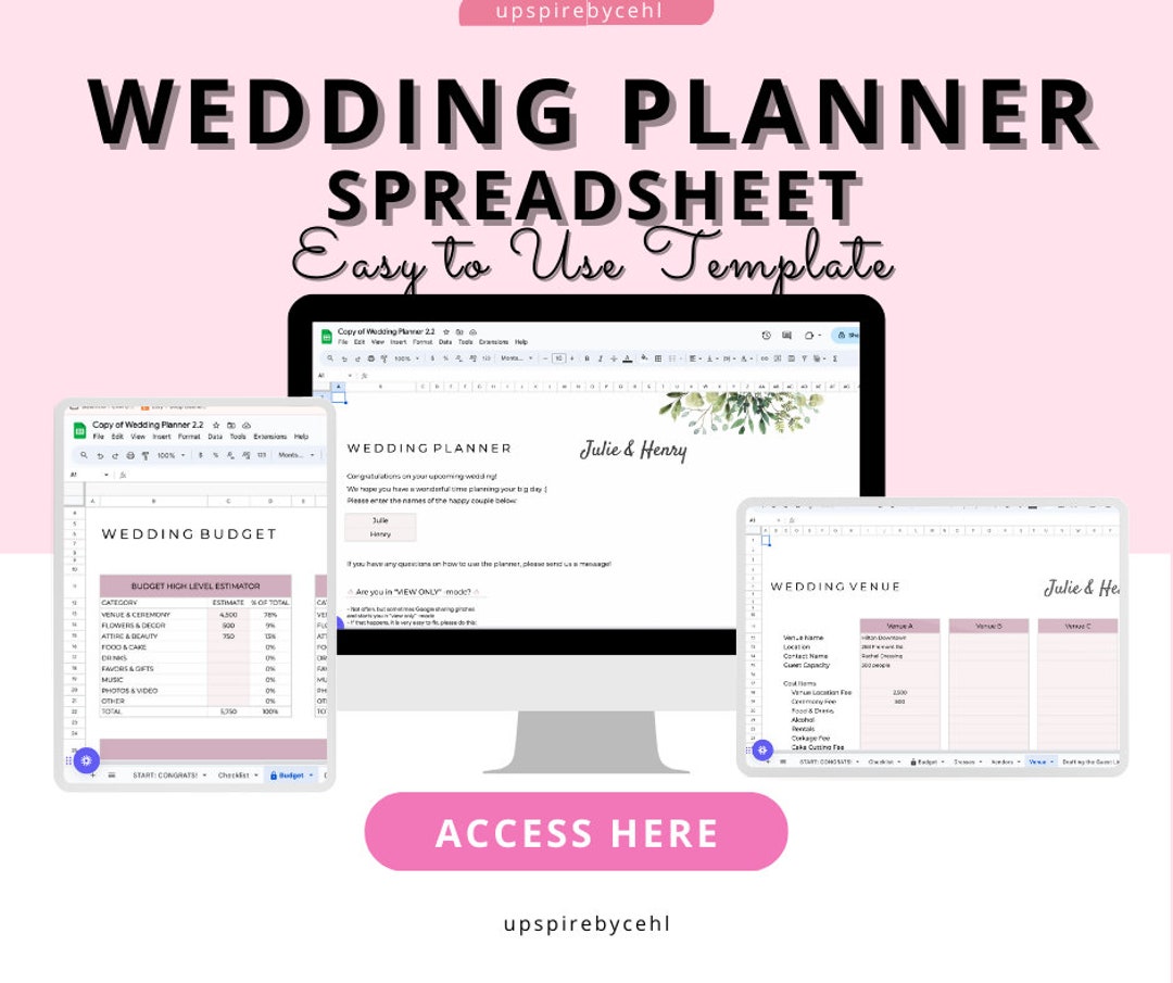 Wedding Planning Spreadsheet | Google Sheets | Wedding Checklist ...