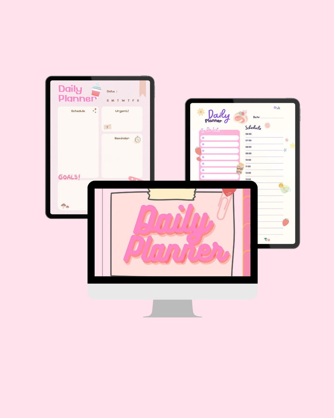 PRINTABLE Cute Pink DAILY PLANNER Printable Productivity Day Planner ...