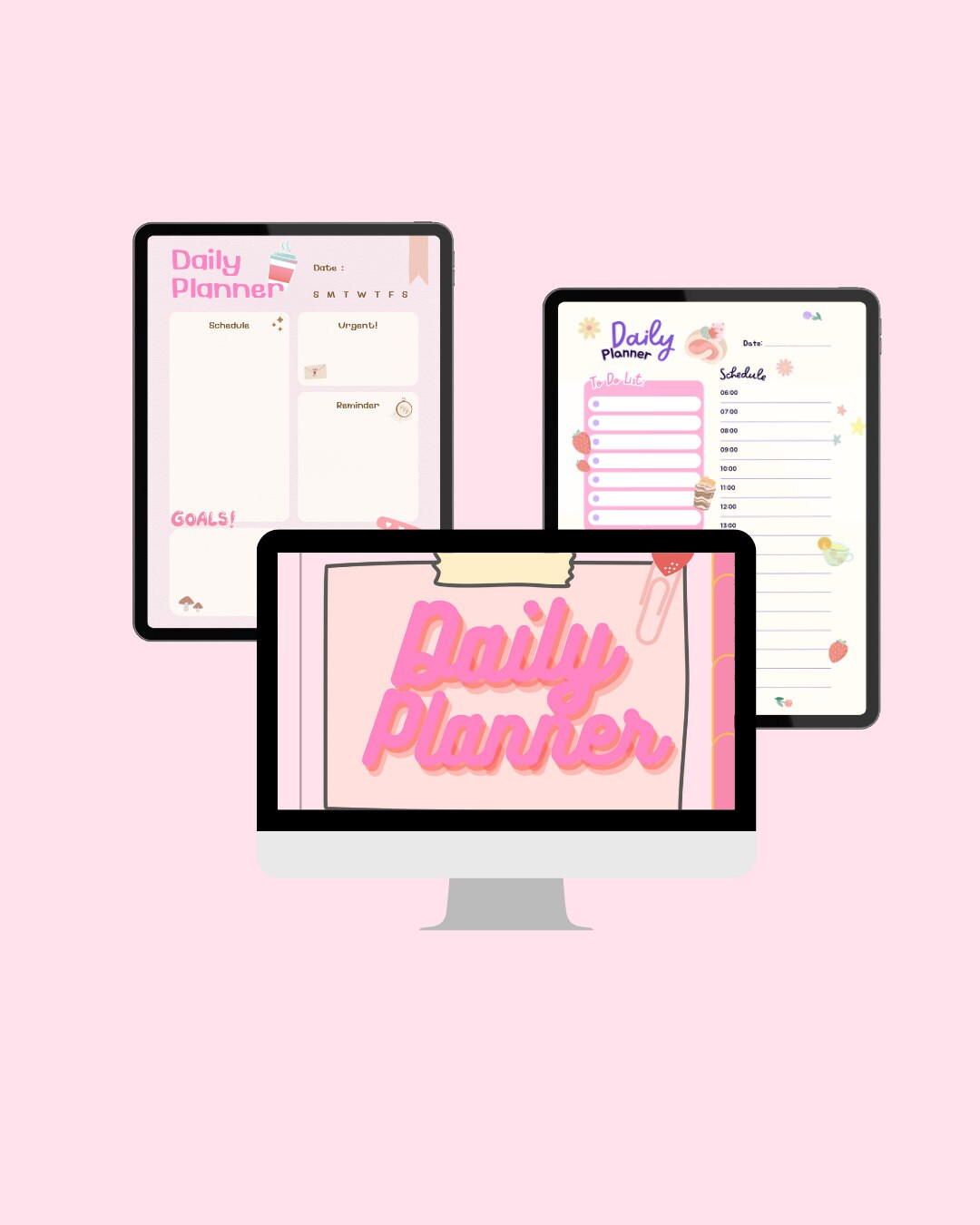 PRINTABLE Cute Pink DAILY PLANNER | Printable Productivity Day Planner ...