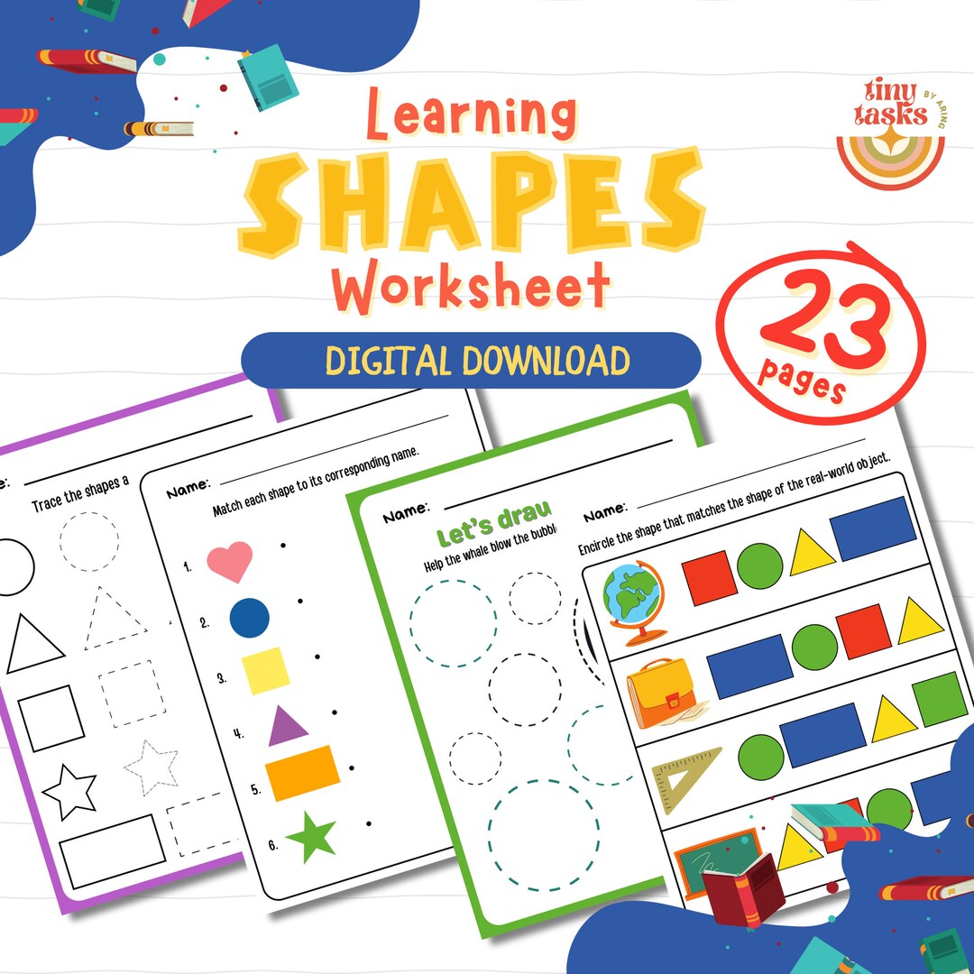 Shapes Learning Activity Worksheet, Geometry Practice Sheet, Printable ...