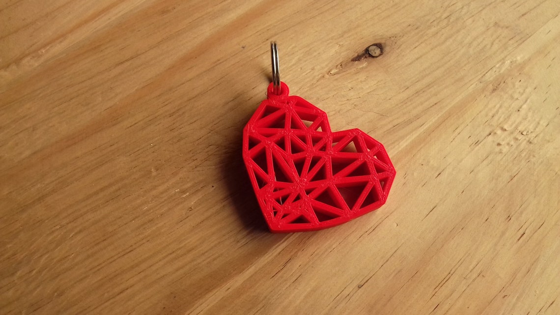 Geometric Heart Key Ring (stl File) - Etsy