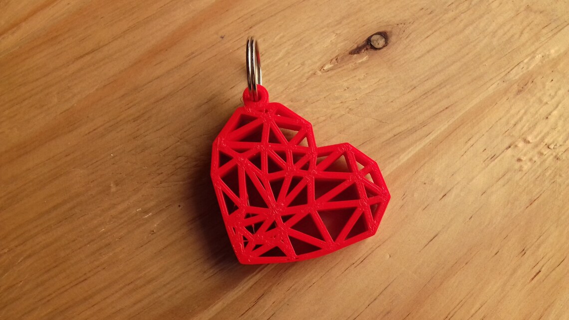 Geometric Heart Key Ring (stl File) - Etsy