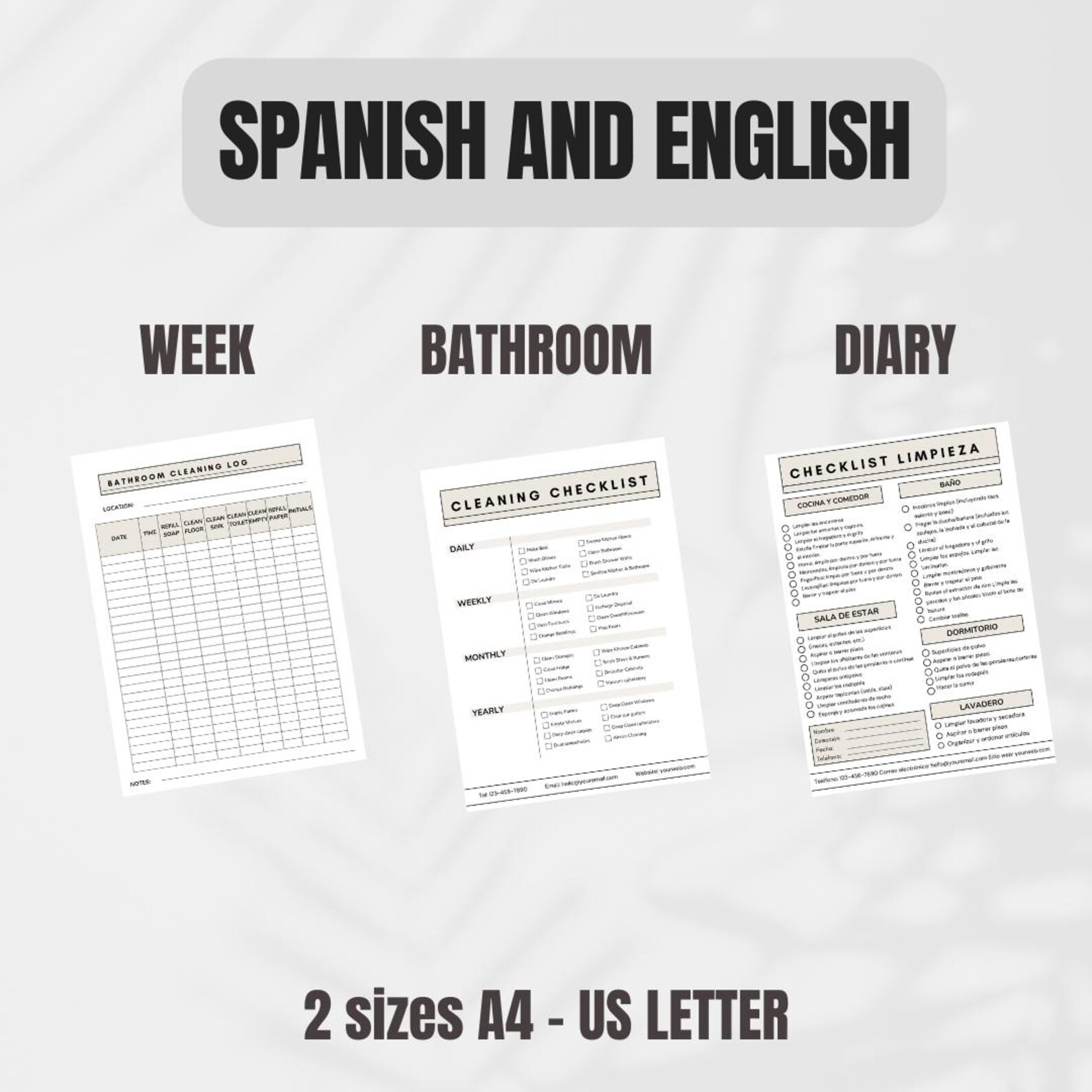 Bathroom Cleaning Checklist Weekly Cleaning and Clean Diary Canva ...