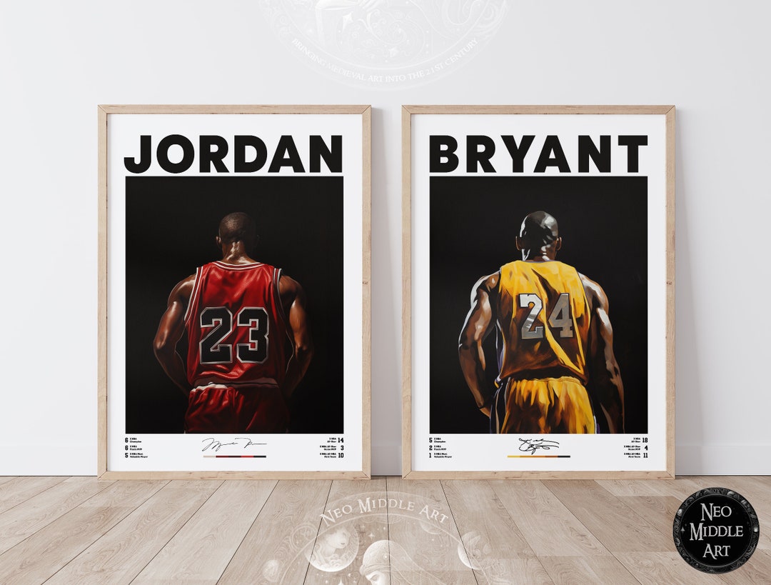 NBA Legends Poster Set Bryant and Jordan Career Highlights & Signature ...
