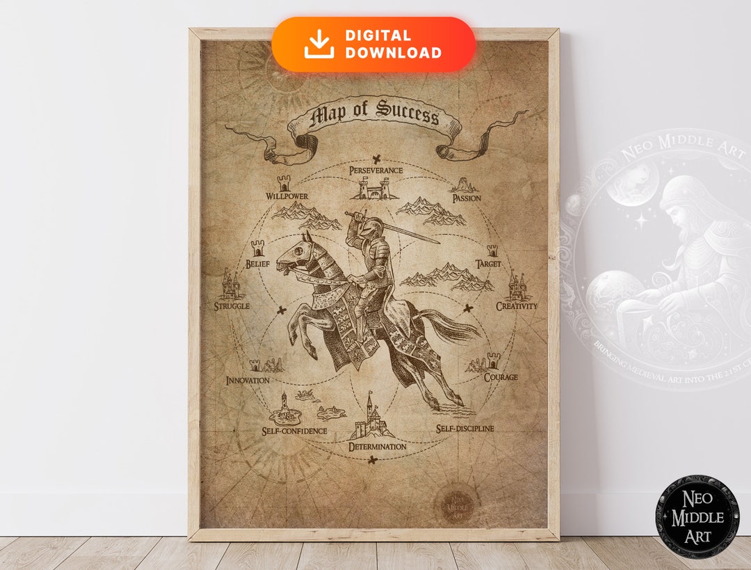 Map of Success Inspirational Quote Digital Poster Journey to Success ...