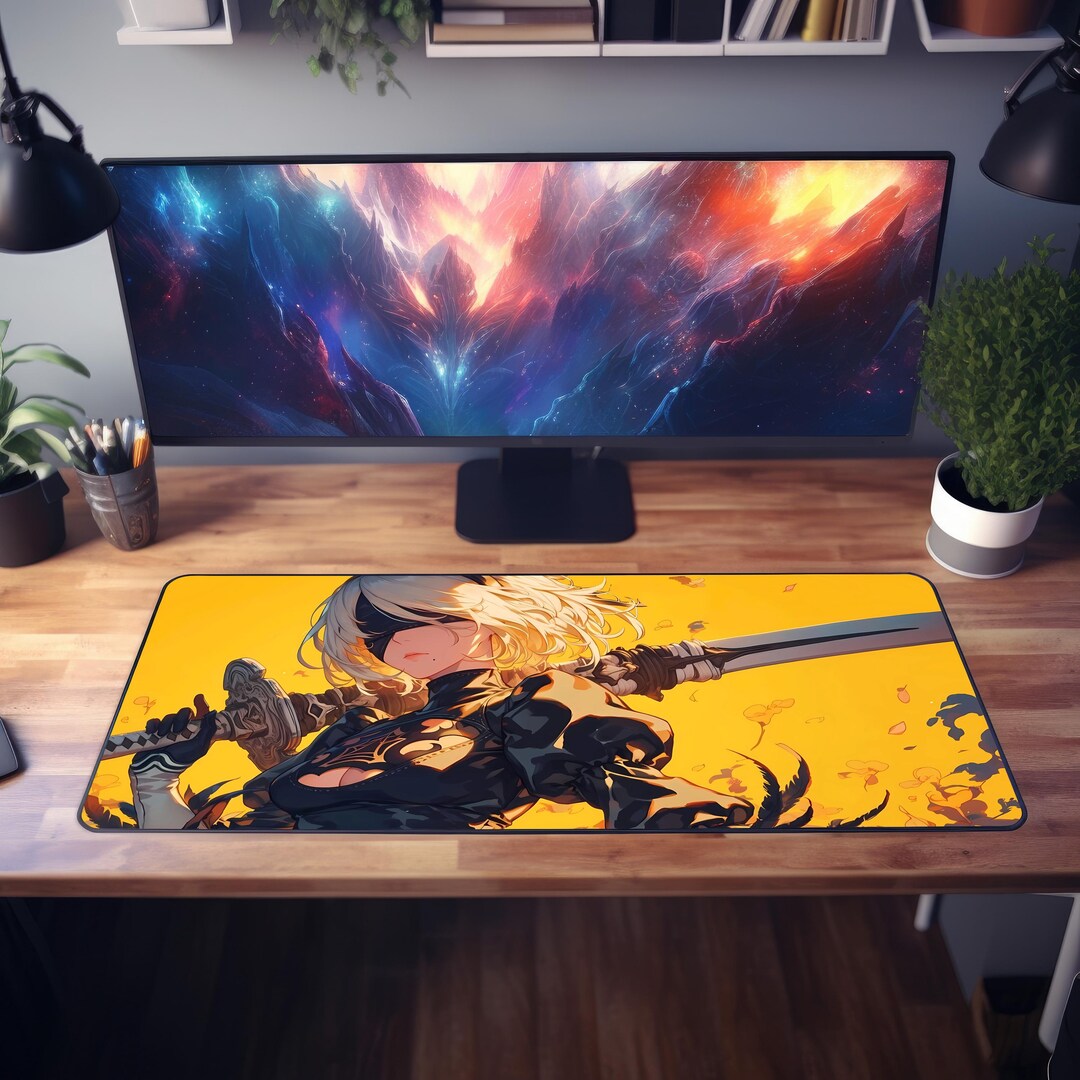 Anime Girl, Blind Folded, 2B, XXL Mousepad, RGB, Desk Mat, LED Gaming ...
