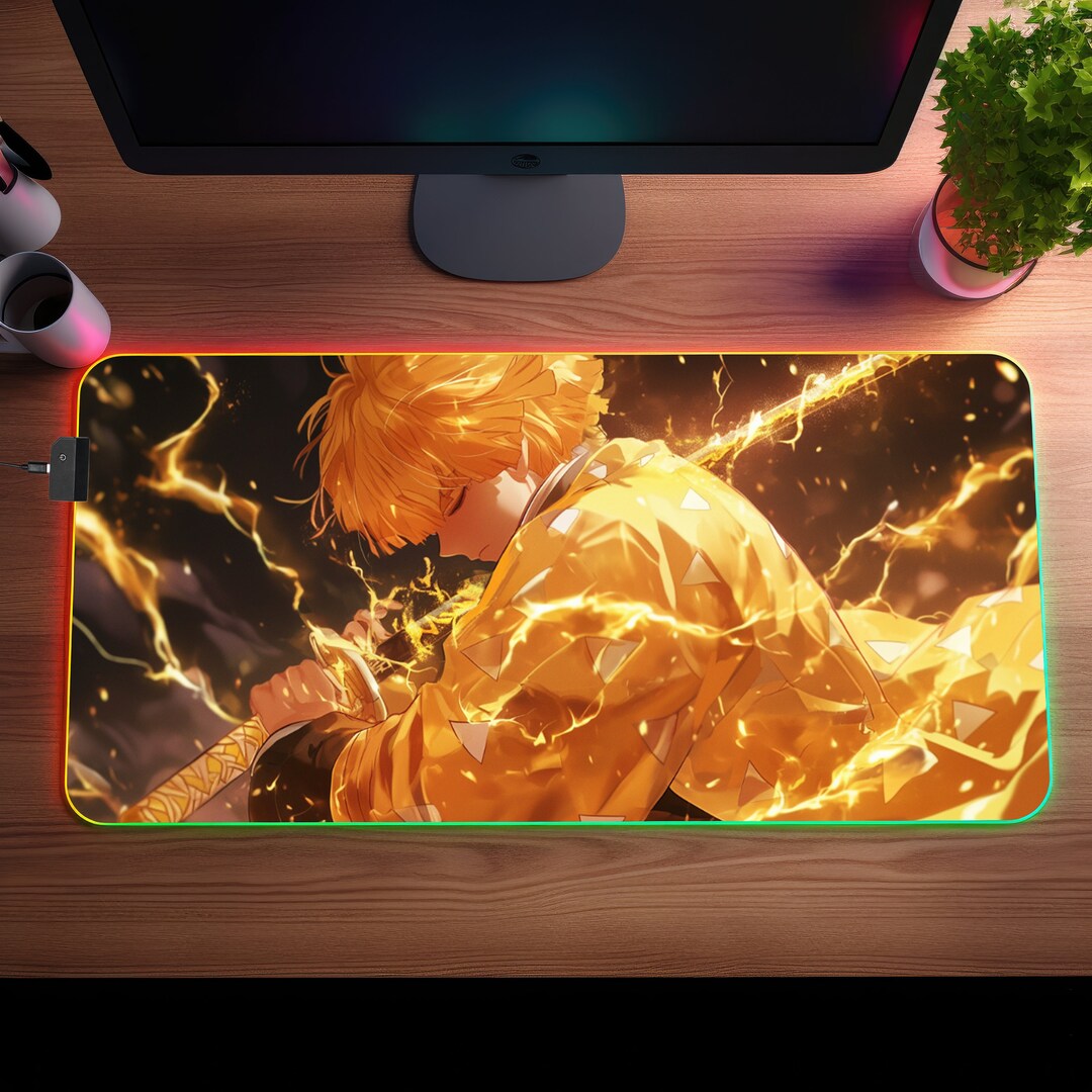 Zenitsu, Thunder Breathing, Demon Slayer, Anime, RGB, Desk Mat, LED ...