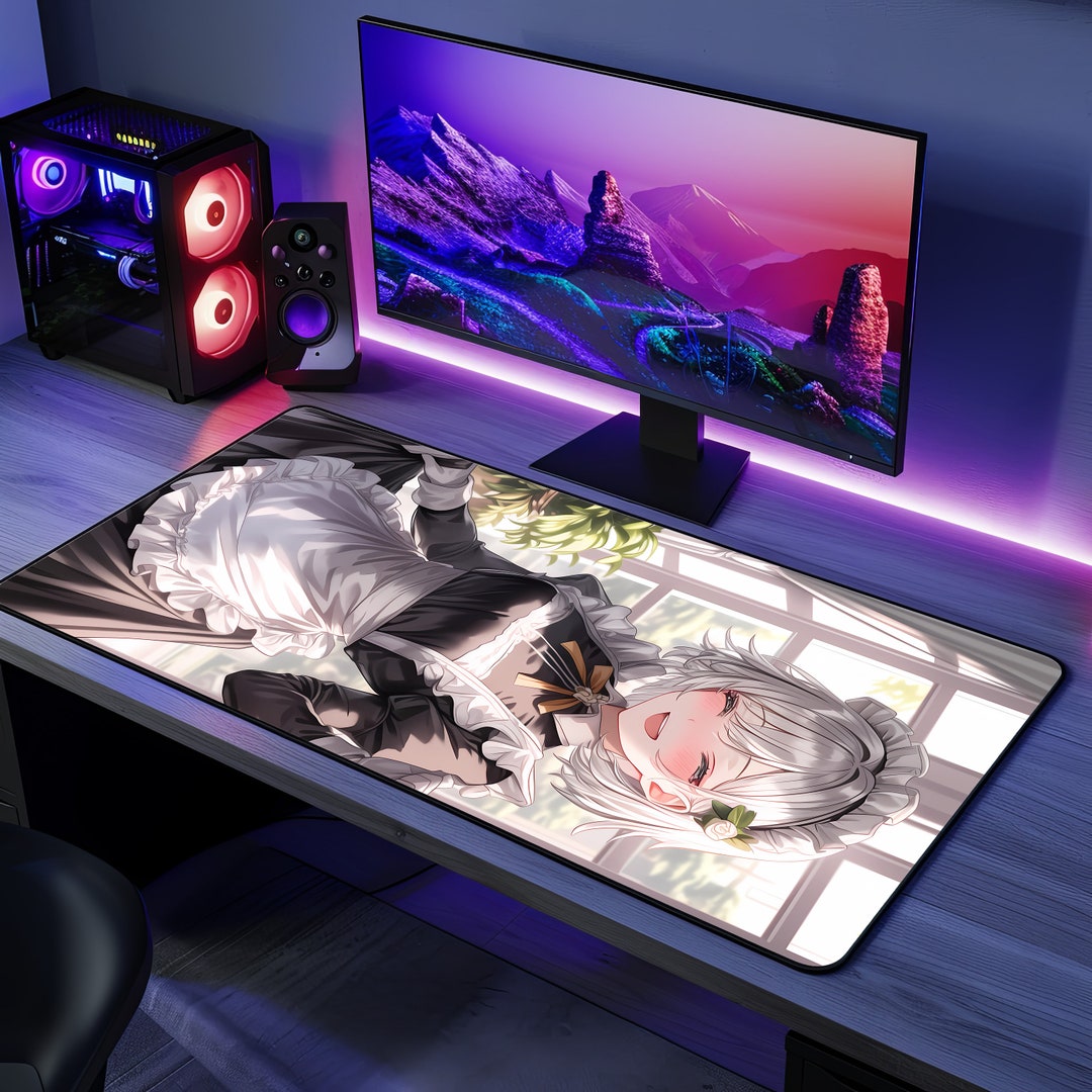 Anime Girl, Maid Outfit, Mansion, Waifu, Anime, RGB, Desk Mat, LED ...