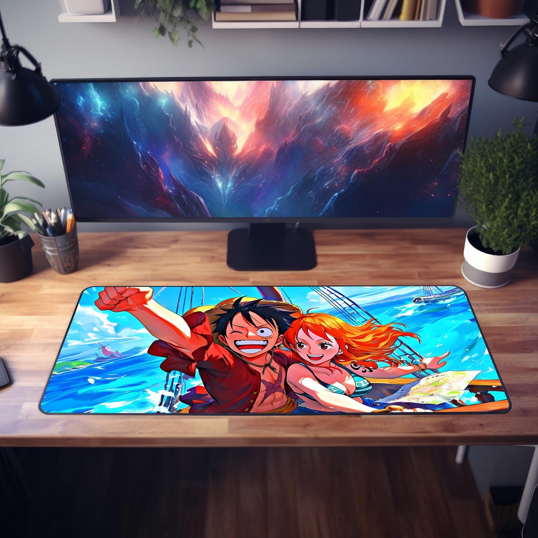 Anime Girl and Male, Pirates of the Sea, Ship, XXL Mousepad, RGB, Desk ...
