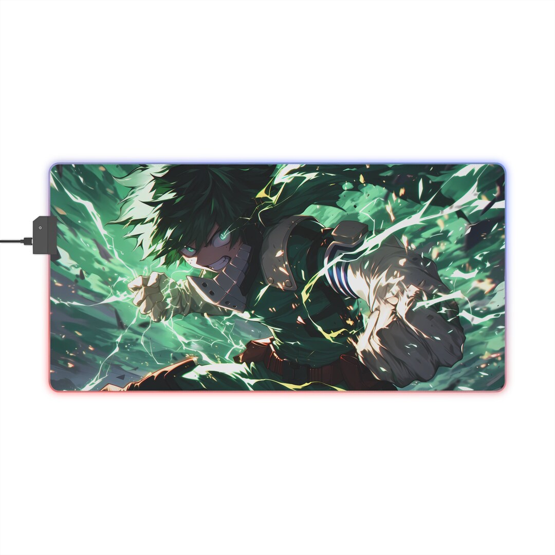 Deku, My Hero Academia, Anime, RGB, Desk Mat, LED Gaming Mouse Pad - Etsy