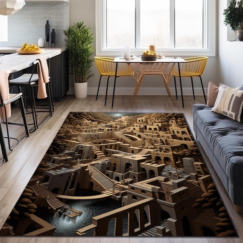 Maurits Cornelis Escher Rug, Rind by MC Escher Rug, Machine Washable ...