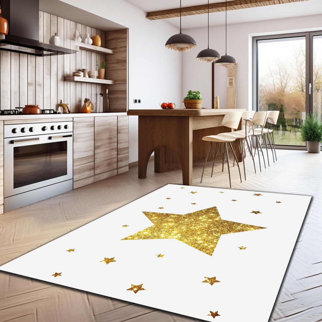 Gold Star Rug, White Gold Rug, Shiny Star Rug, My Little Star ...