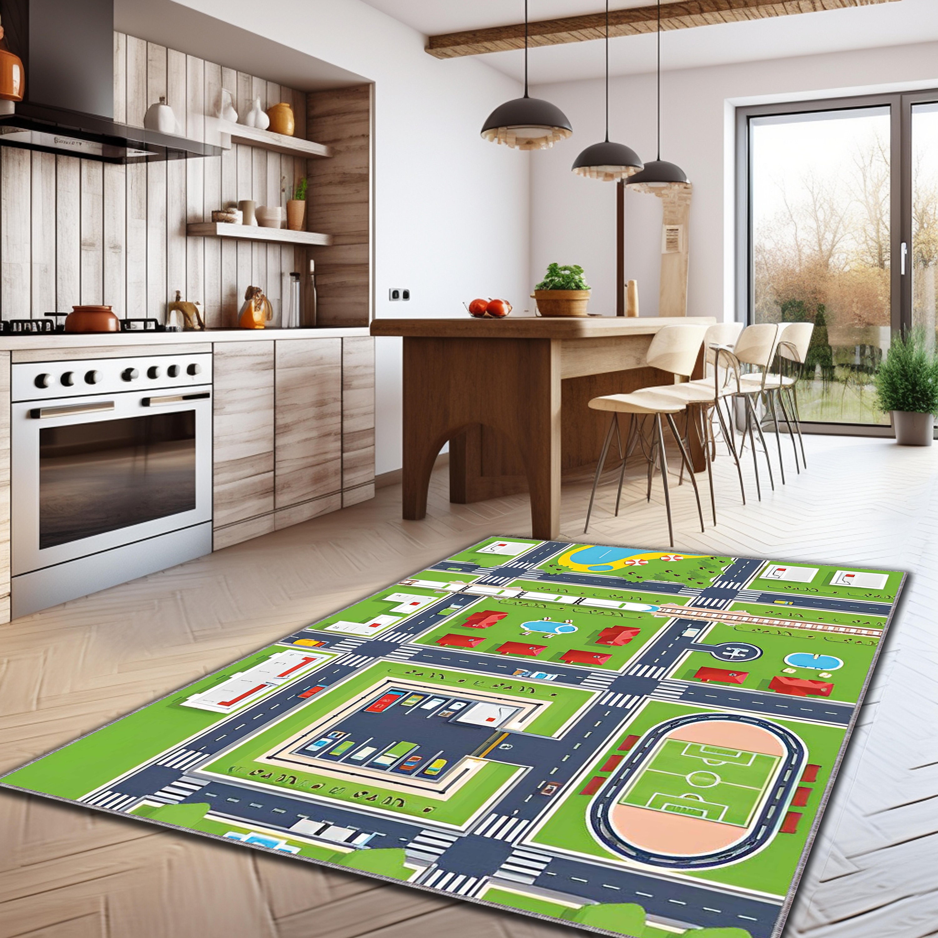 City Road Map Rug, Play Room Carpet, Activity Mat, Nursery Décor, Kids ...