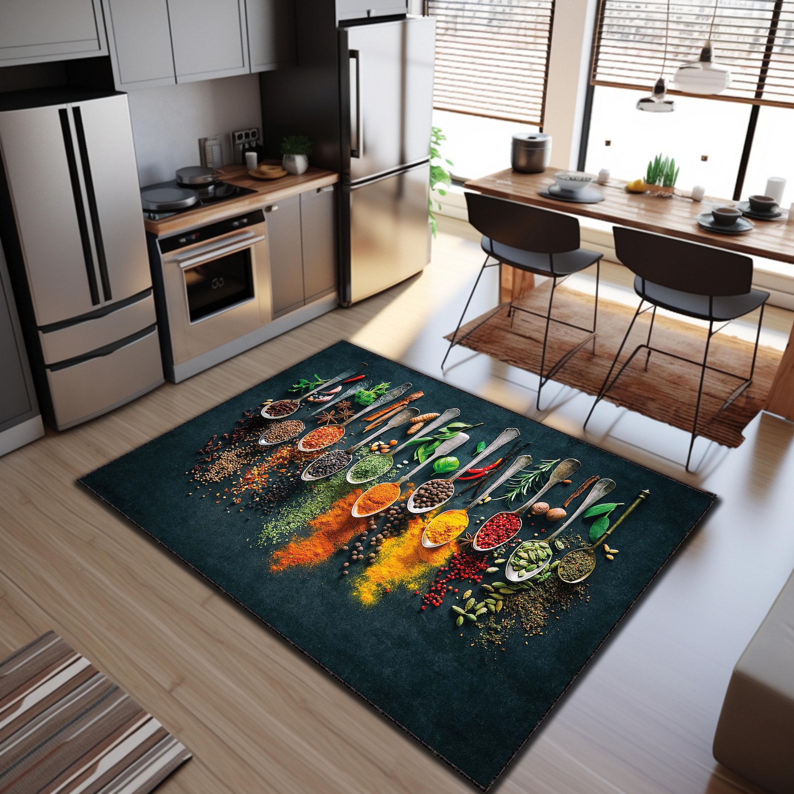 Kitchen Spices Rug, Design Kitchen Rug, Decorative Kitchen Rug, Spices ...