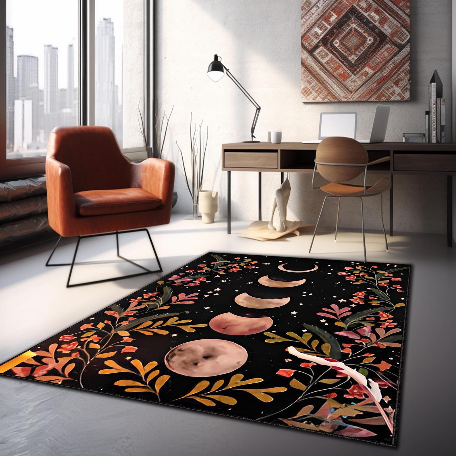 Moon Rug, Night Rug, Full Moon Rug, Moon Theme Rug, Moon Pattern Rug ...