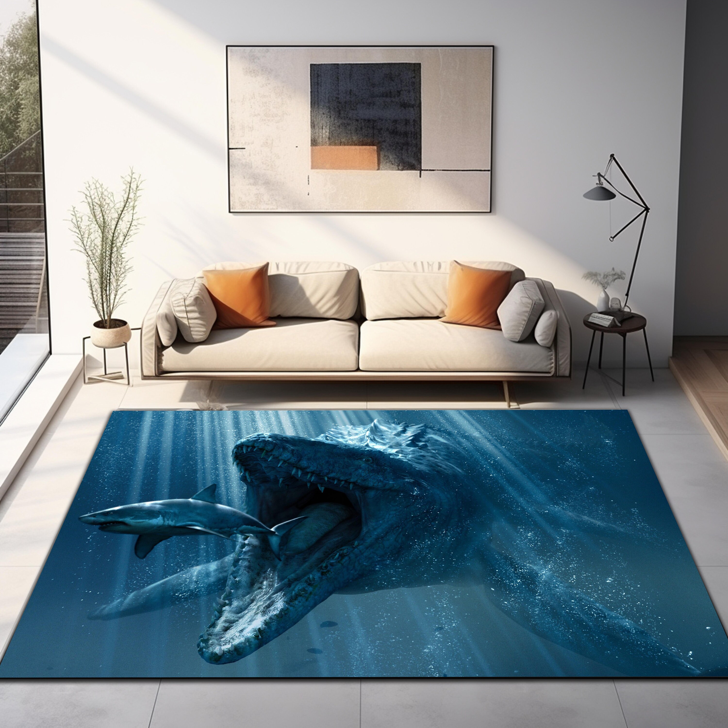 Shark Rug, Custom Rug, Blue Rug, Playroom Rug, Kids Room Decor, Popular ...