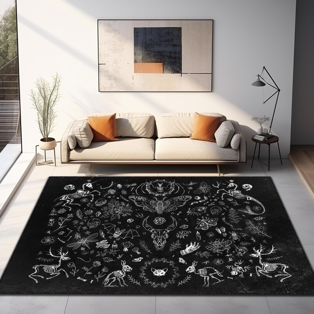 Witch Rug, Skeleton Rug, Gothic Design Rug, Skull Rug, Witchy Aesthetic ...