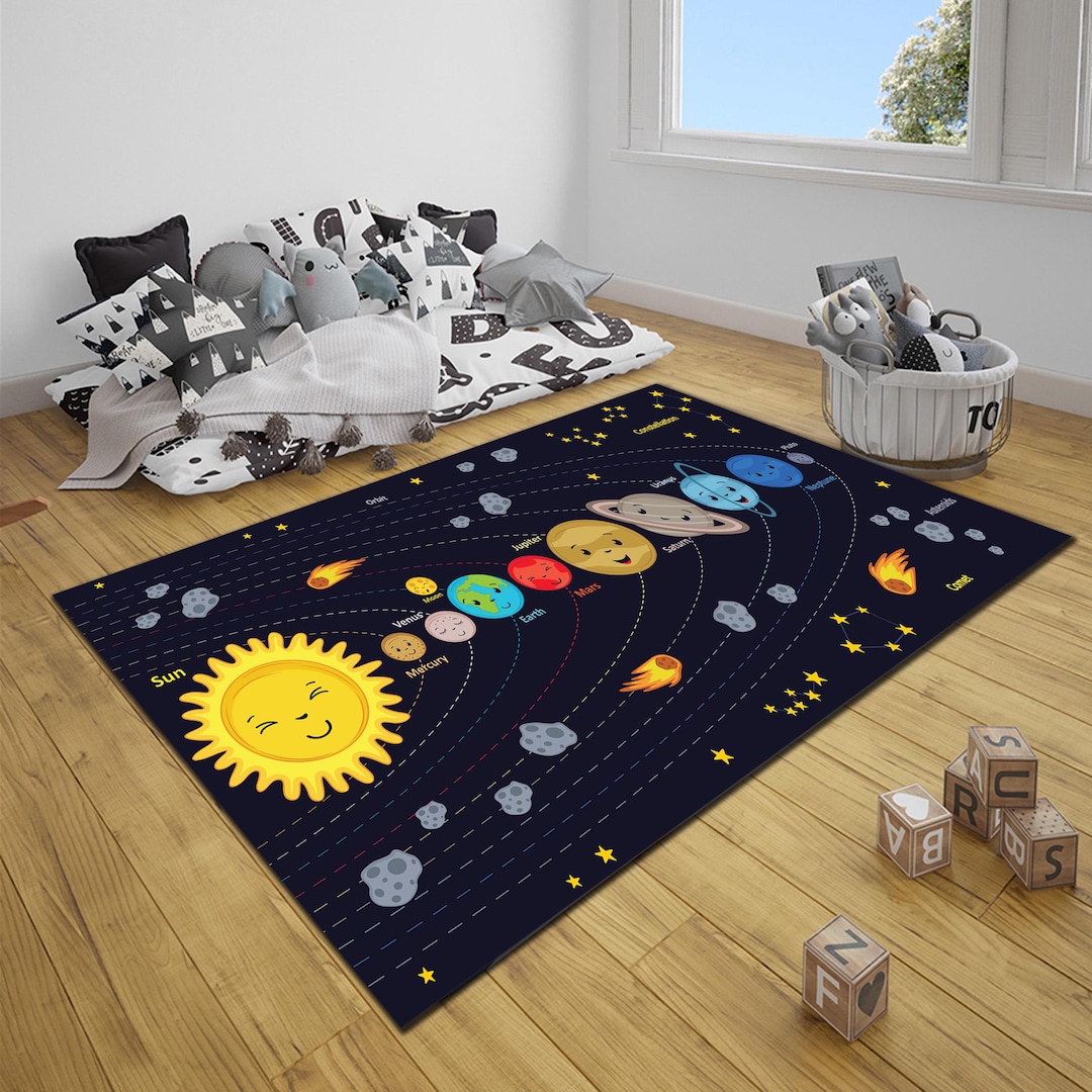 Solar System Rug, Educational Planets Rug, Planets Area Rug, Kids Room ...