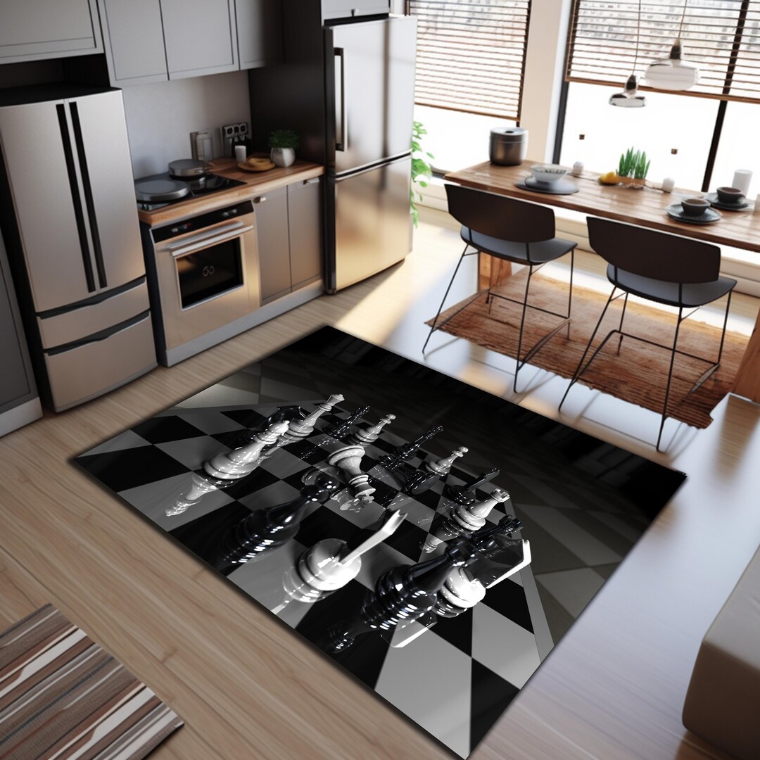 3D Chess Rug, Chess Set Rug, Game Room Rug, Gift for Chess Lovers ...