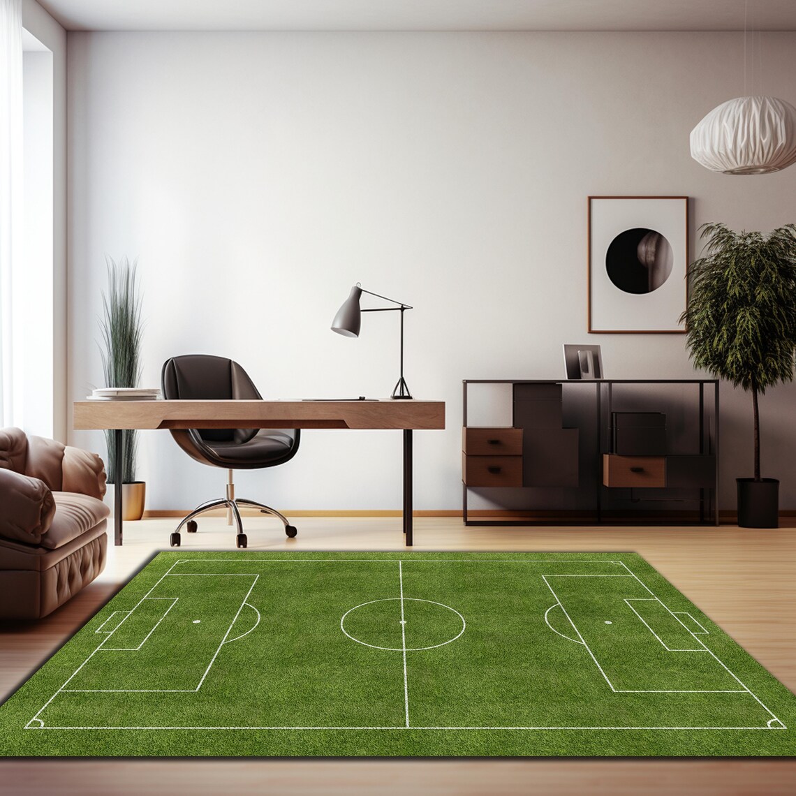 Football Rug, Soccer Field Area Rug, Washable Football, Soccer Field ...