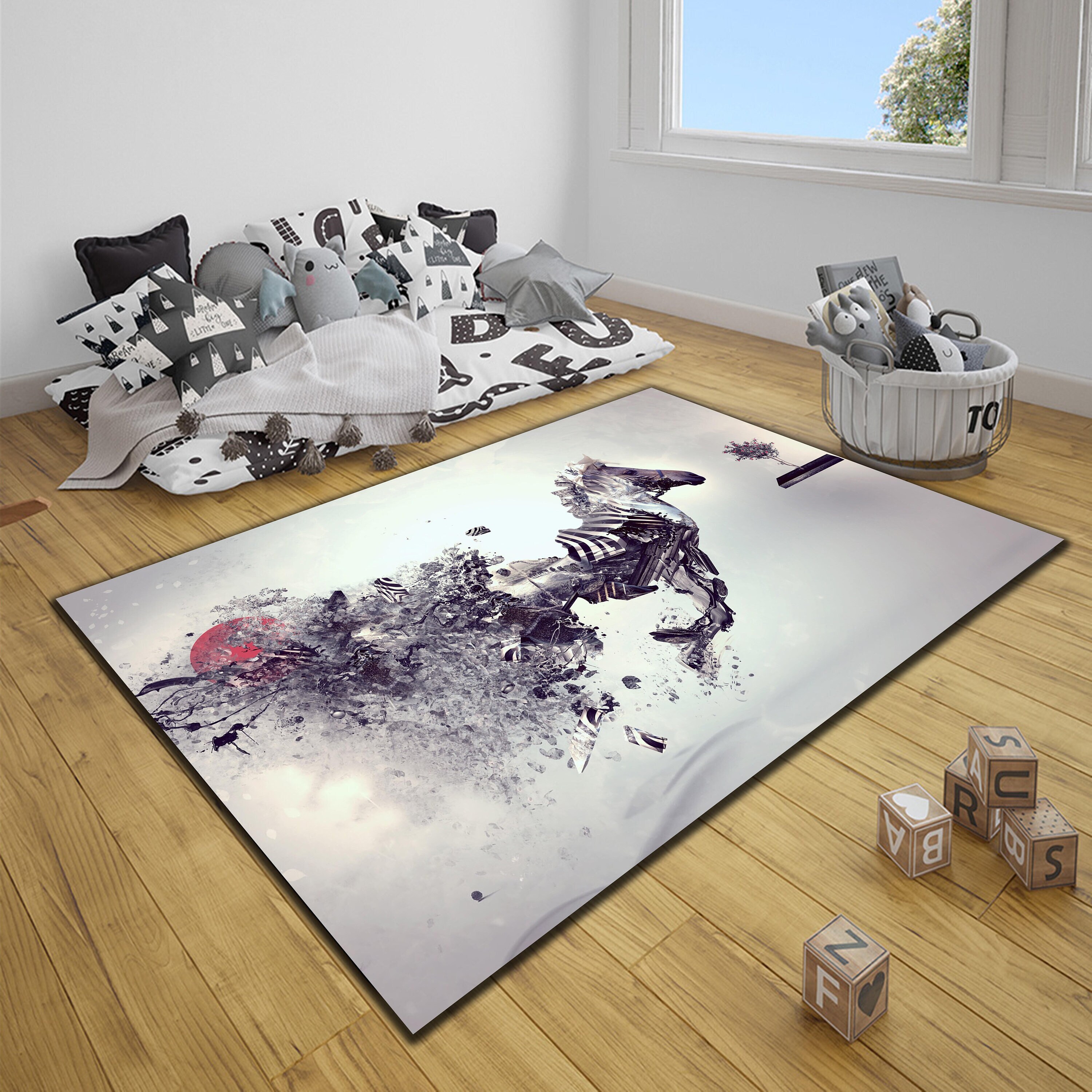 Horse Pattern Rug, Horse Rug, Animal Rug, Colorful Rug, Home Decor ...