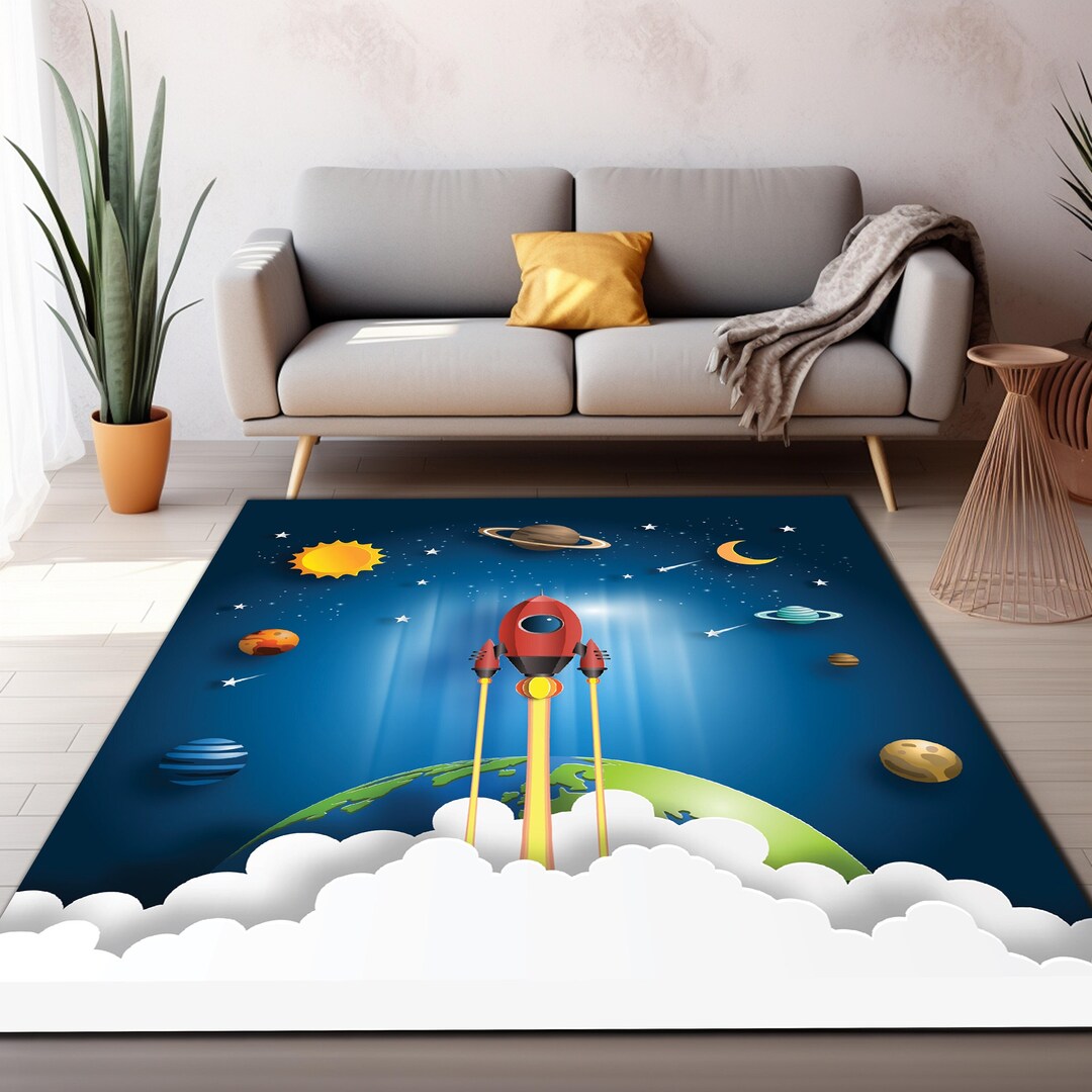 Planets Rug, Astronaut Rug, Space Pattern Rug, Space Pattern Carpet ...