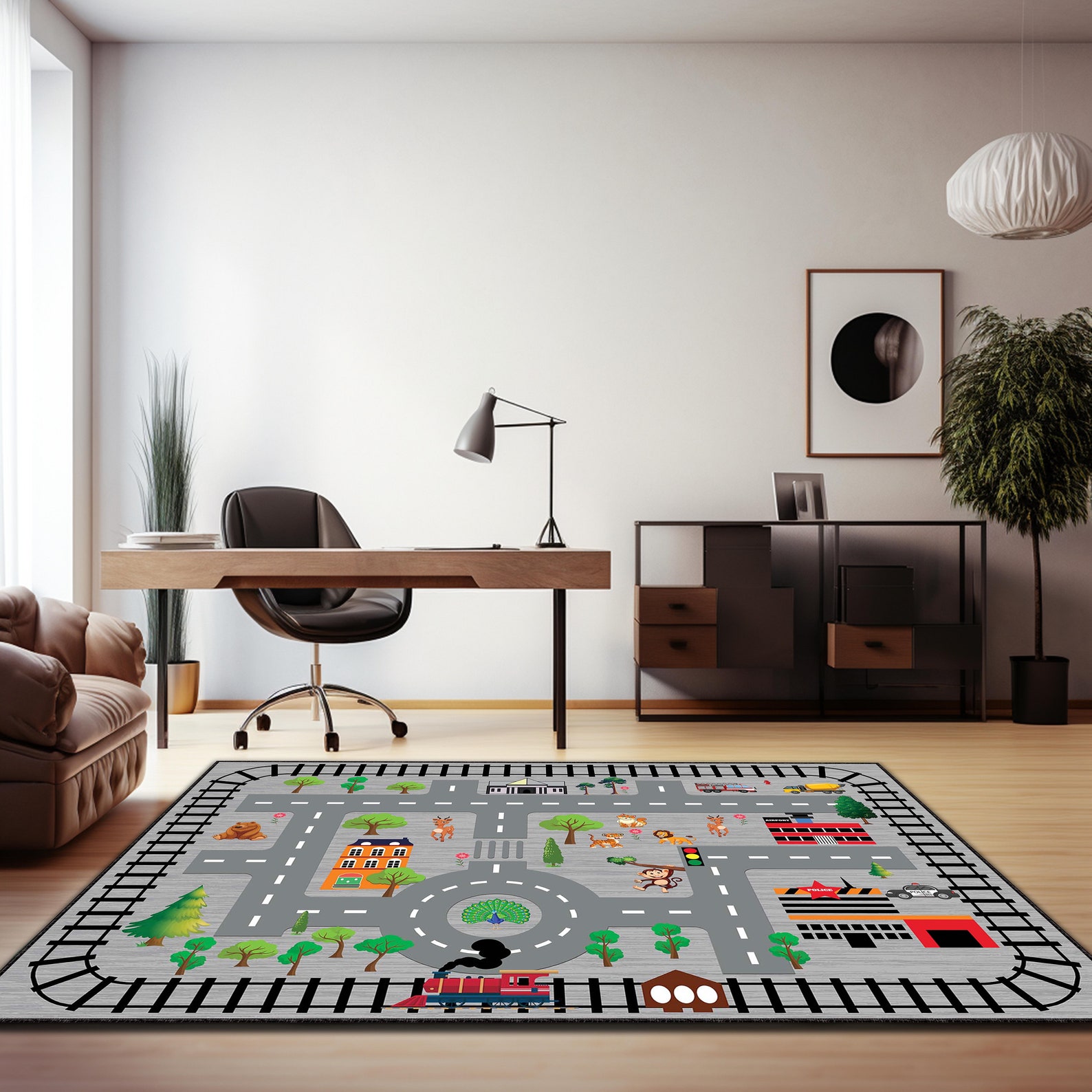Kid City Map Traffic Rug, City Road Children Friendly Carpet, Traffic ...
