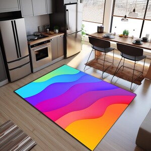 Rainbow Rug, Pink Rug, Rainbow Colors Rug, Girls Room Rug, Colorful Rug ...