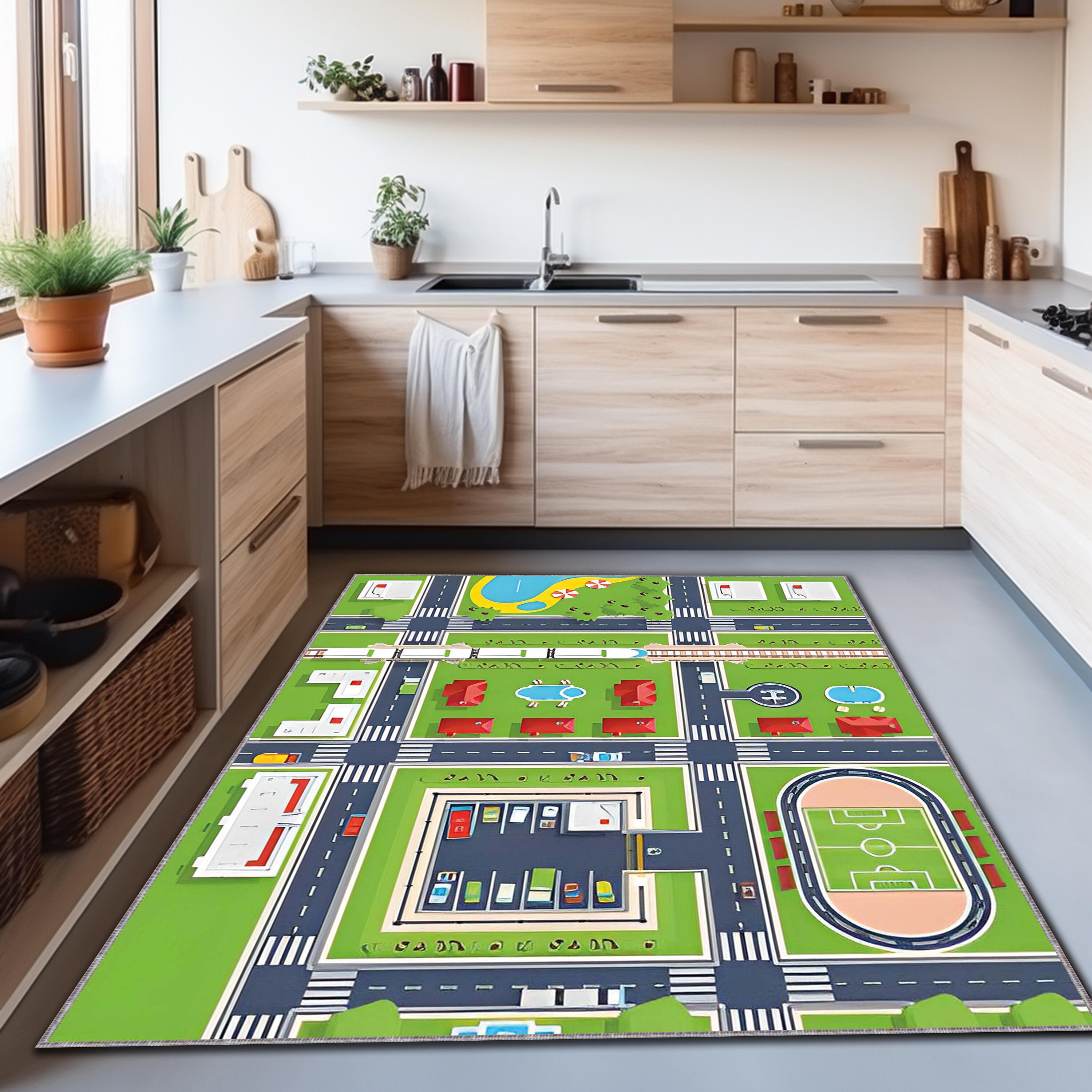 City Road Map Rug, Play Room Carpet, Activity Mat, Nursery Décor, Kids ...