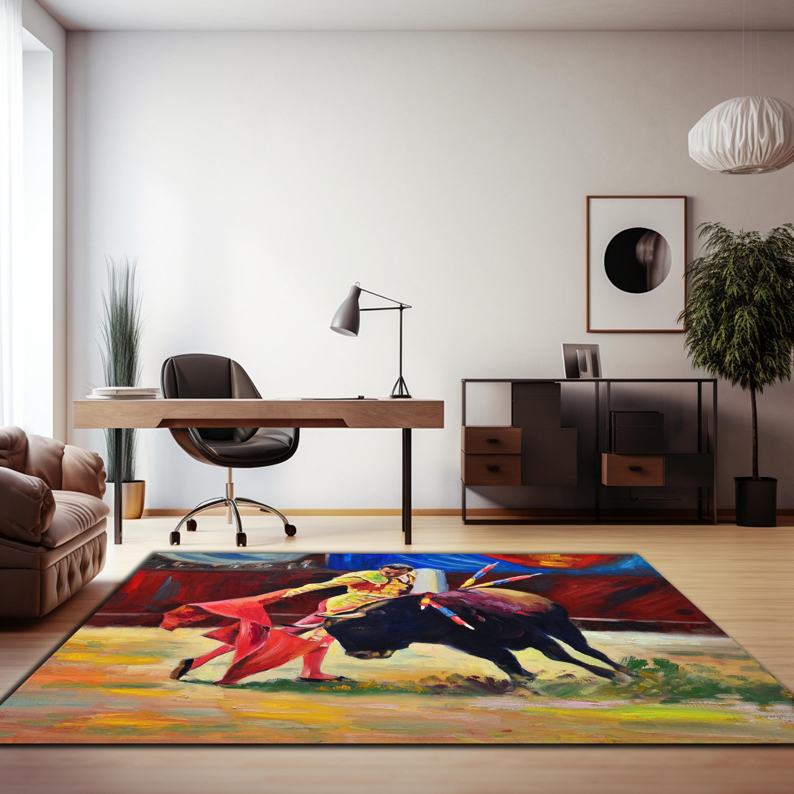 Spanish Matador Rug, Bull Matador Themed Rug, Velvet Rug Wall Hanging ...