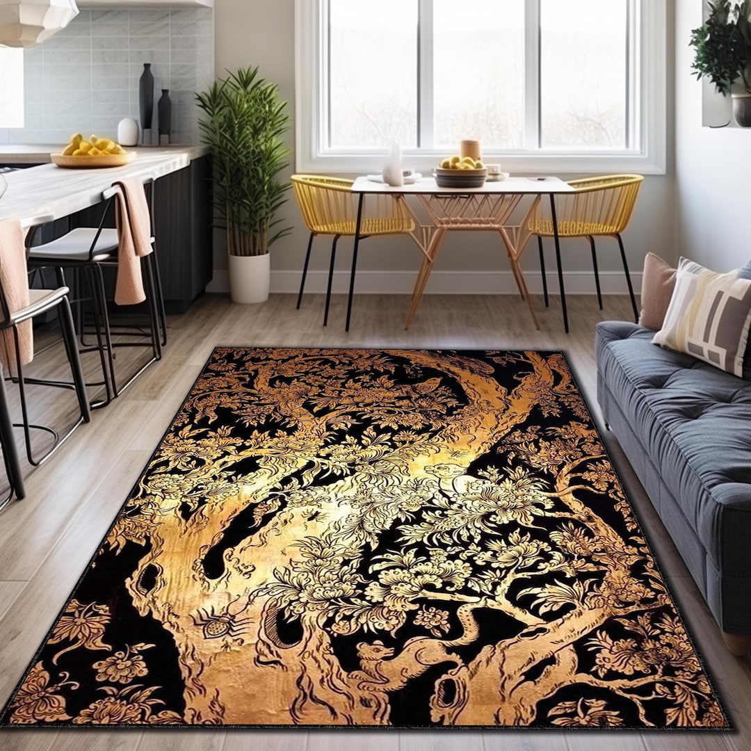 Vintage Thai Traditional Rug, Tree of Life Rug, Gold Tree Rug, Popular ...