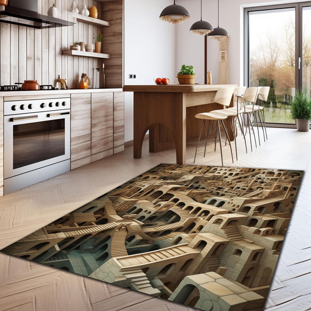 Maurits Cornelis Escher Rug, Rind by MC Escher Rug, Machine Washable ...