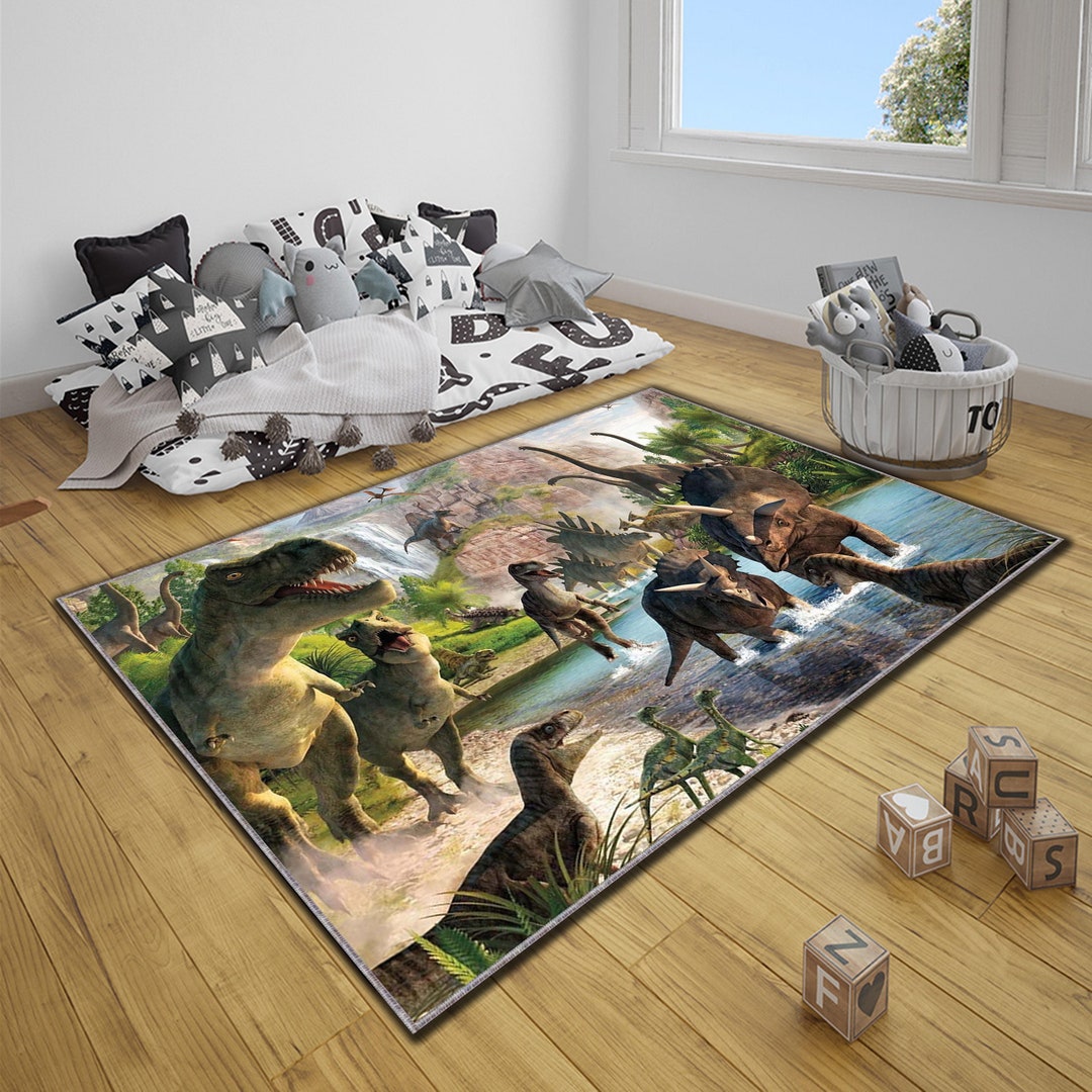 Dinosaur Pattern Rug, Dino Kids Room Rug, Girl Room Rug, Home Decore ...