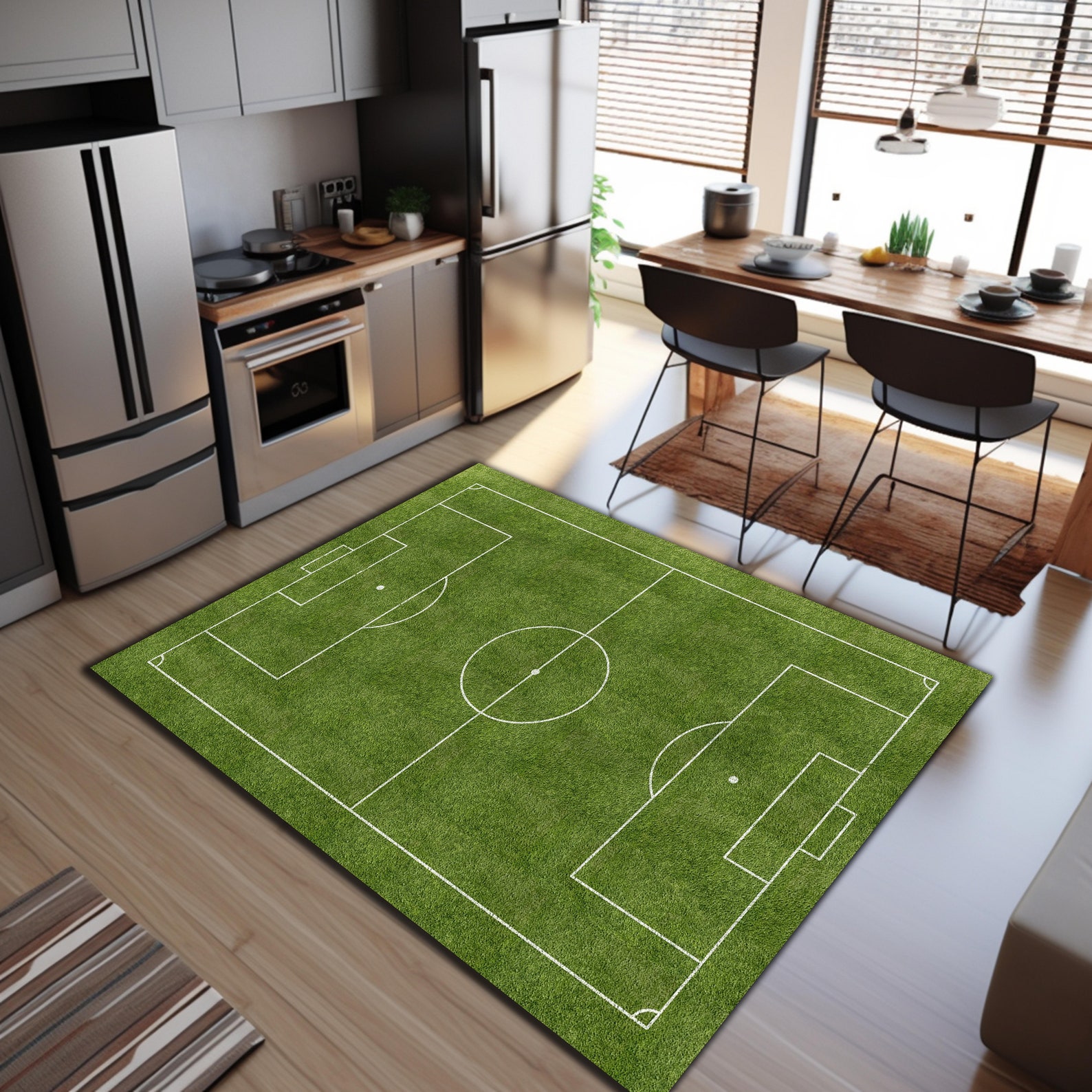 Football Rug, Soccer Field Area Rug, Washable Football, Soccer Field ...