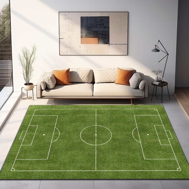 Football Rug, Soccer Field Area Rug, Washable Football, Soccer Field ...